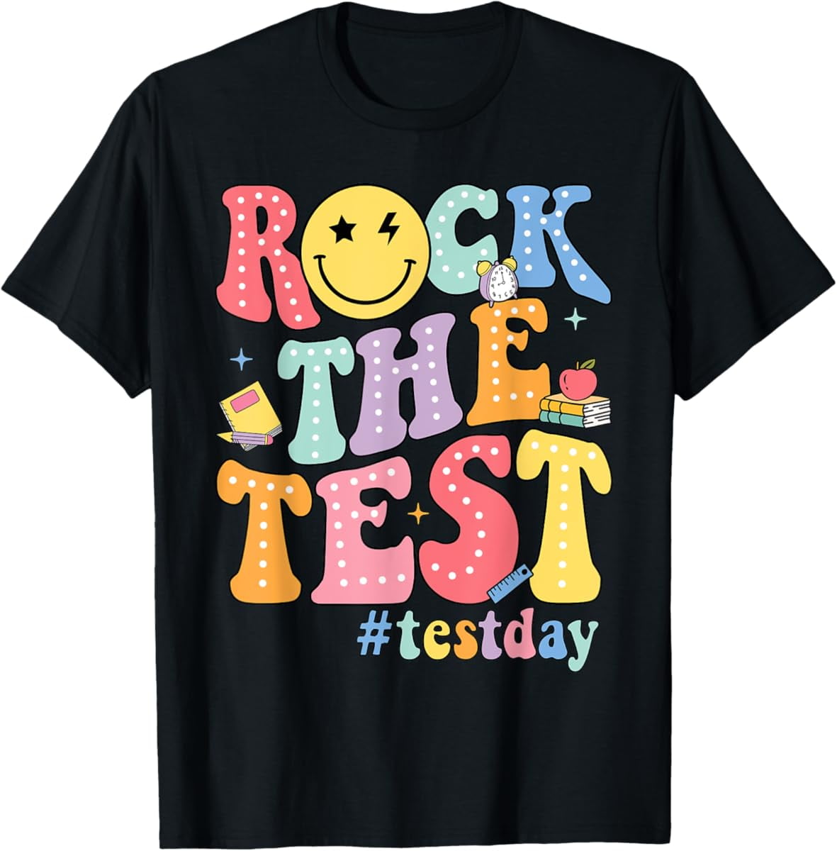 Rock The Test Testing Day Retro Motivational Teacher Student Unisex Men ...