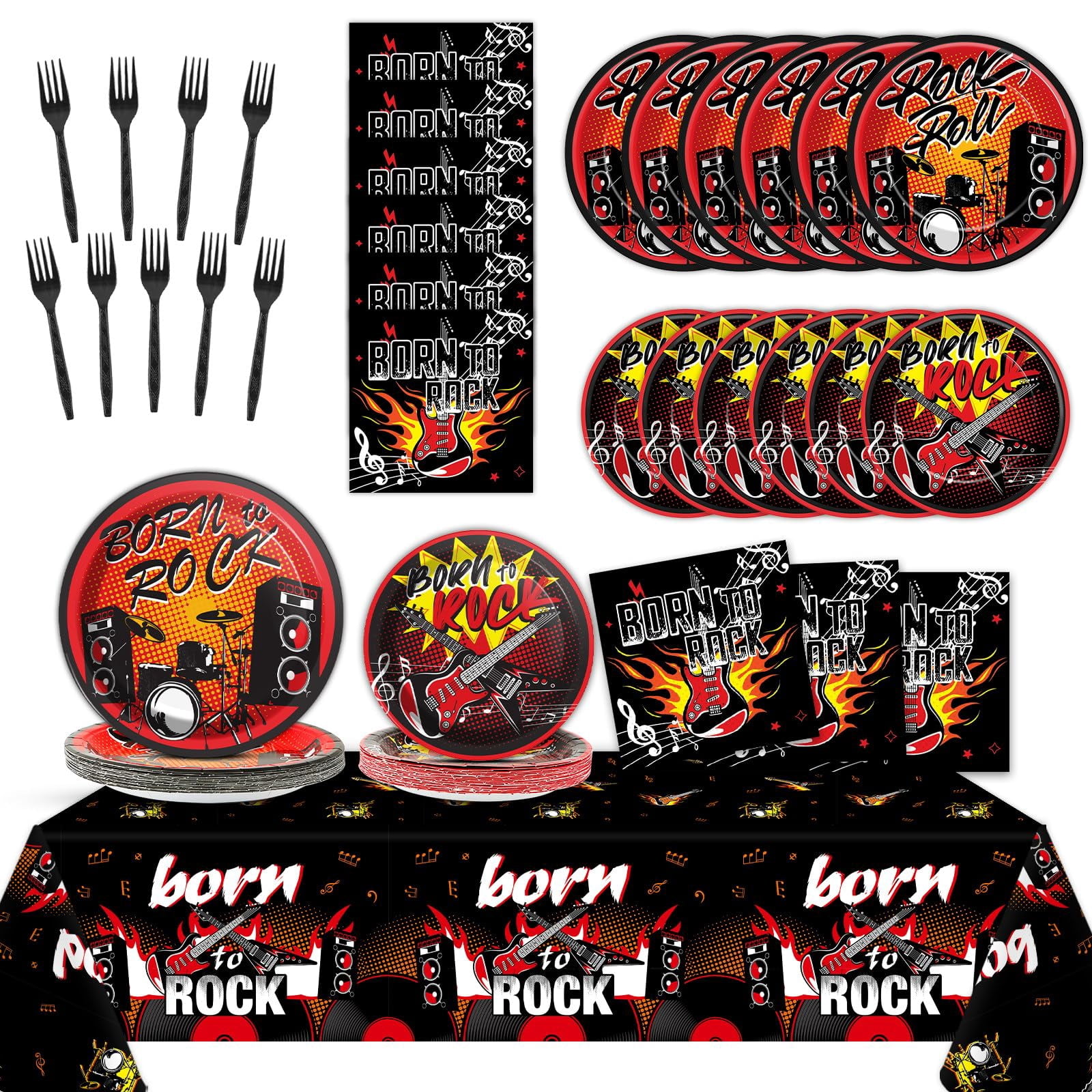 Rock Themed Party Supplies Music Party Tableware Set for 24 Guests ...