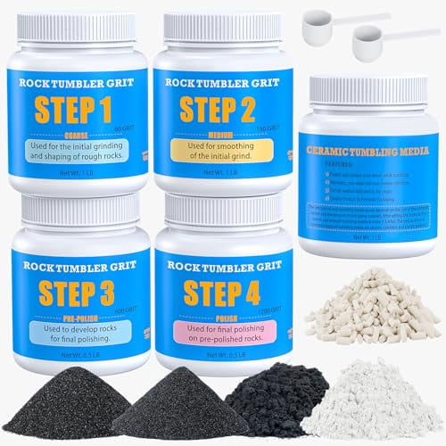 Rock Tumbler Grit Kit, 4LBS Polish Refill with Ceramic Tumbling Media ...