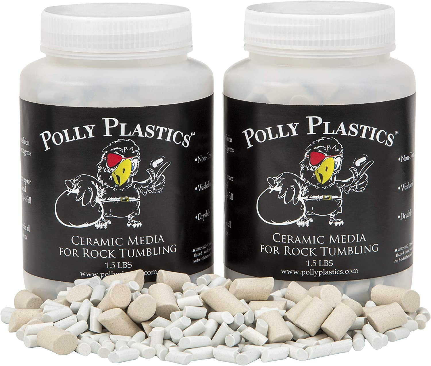 Polly Plastics Ceramic Tumbling Media, Non-Abrasive, 3 lbs, 3/8” x 5/8 ...