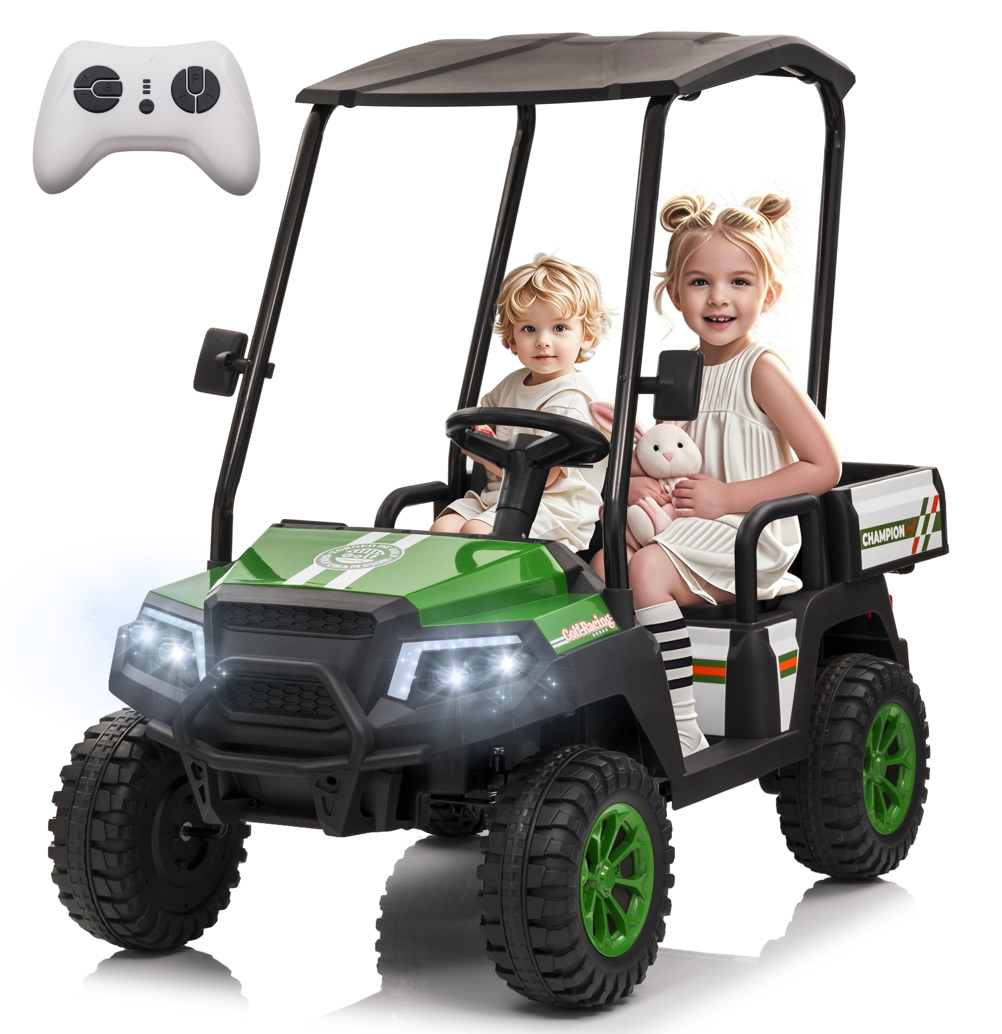 Rock Wheels 4 Seater 24V Ride On Toy Truck Golf Cart for Big Kids w ...