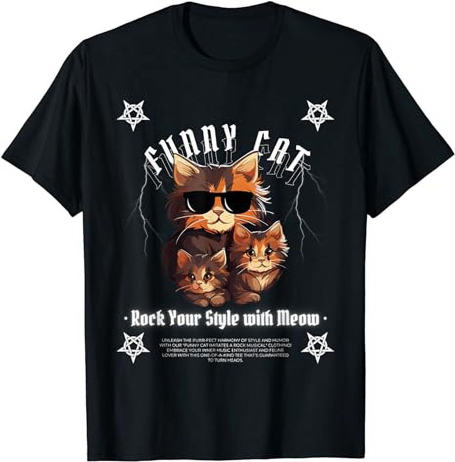 Rock Your Style with our Funny Cat Imitates a Rock Musical T-Shirt ...