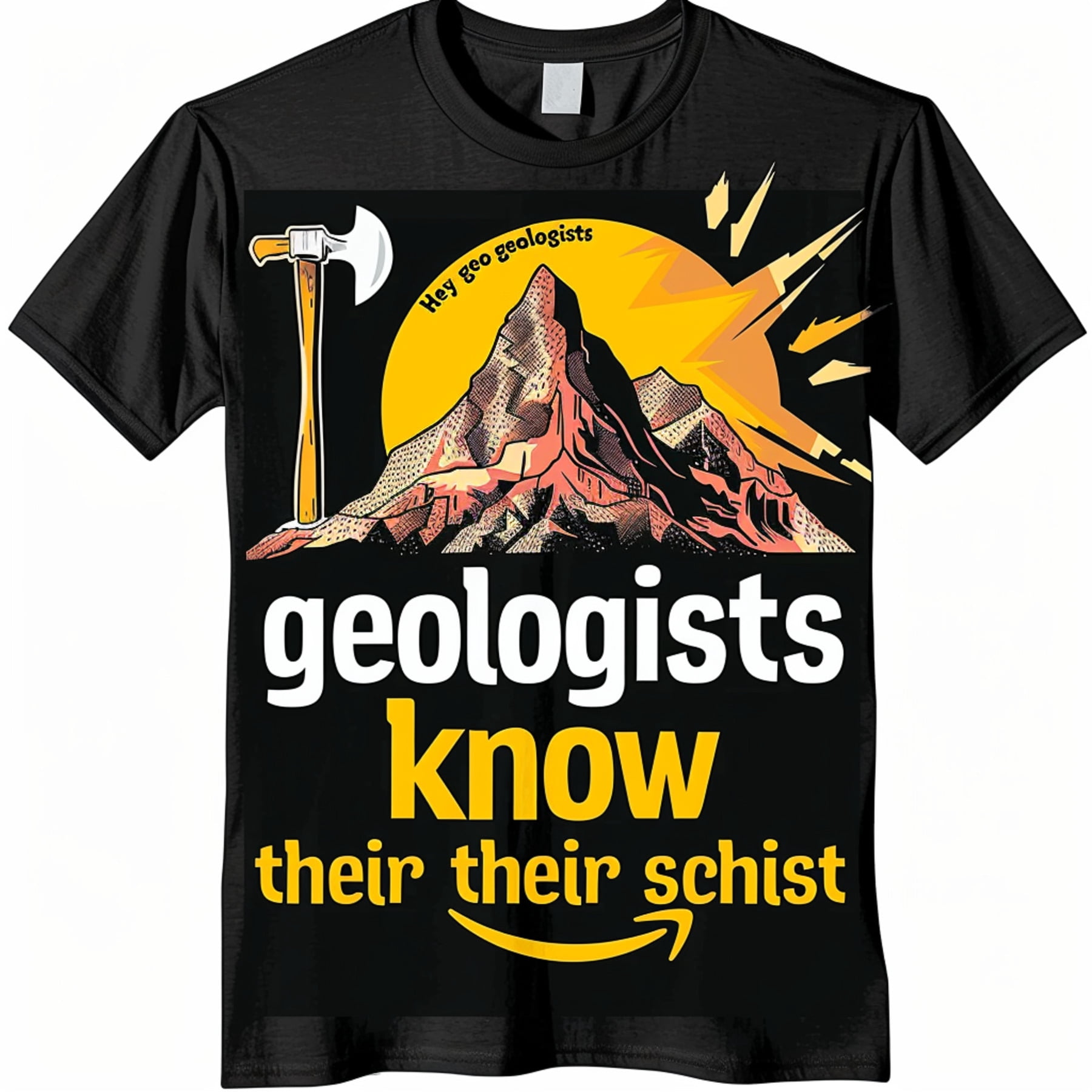 Rock Your Style with this Geology Inspired Black Tee Mountain & Pickaxe ...