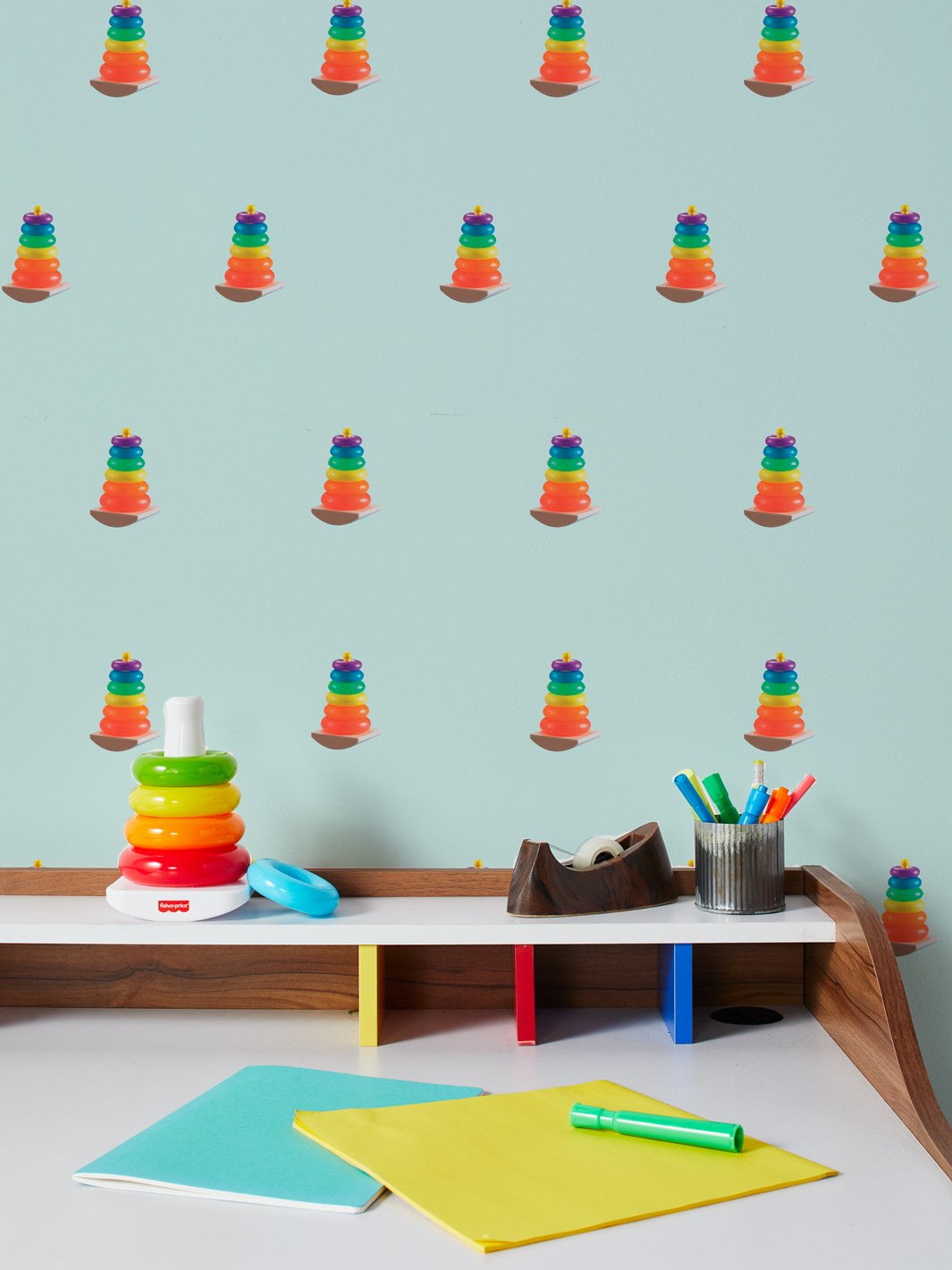 Rock-a-Stack Removable Vinyl Wallpaper by Fisher-Price - Ice - Walmart.com