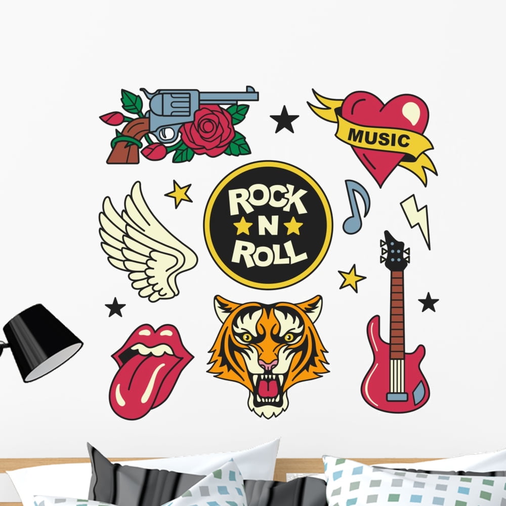 Rock and Roll Music Wall Decal Sticker Set Wallmonkeys Peel and Stick ...
