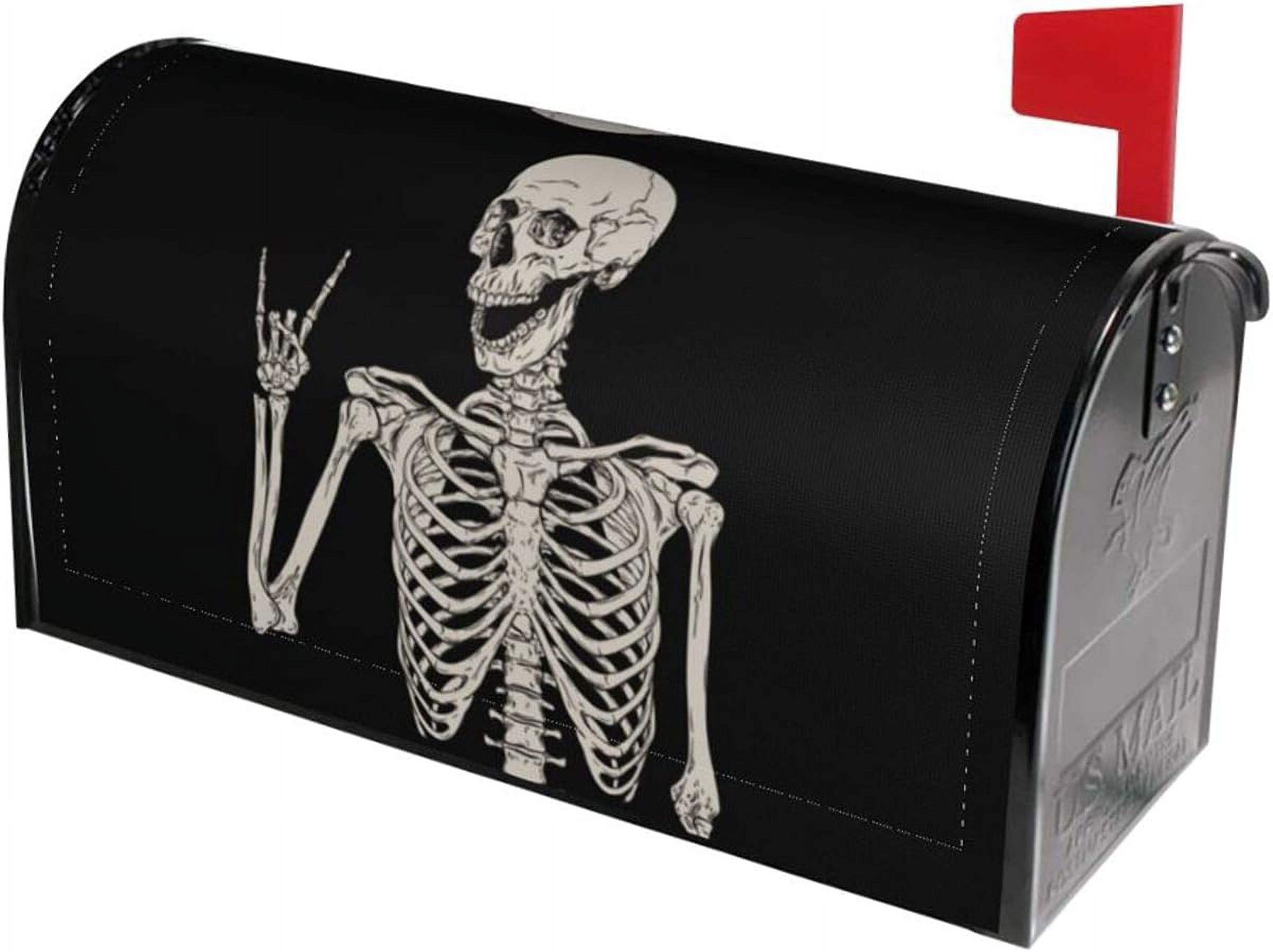 Rock and Roll Skeleton Skull Boho Hippie Mailbox Covers, Magnetic Post ...