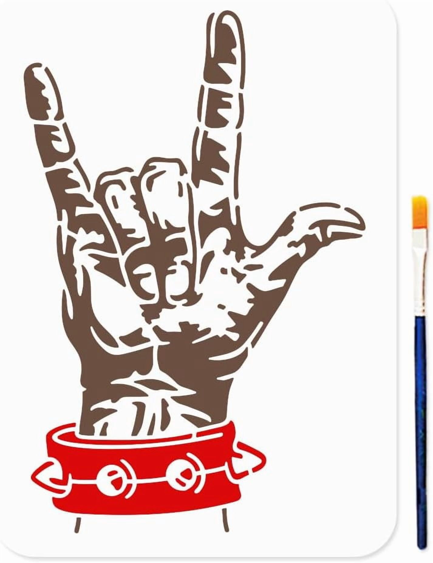 Rock and Roll Stencil 11.7×8.3inch Rock Gesture Stencils with Paint ...