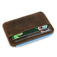 Rock genuine leather thin card case mens front pocket card holder purse ...