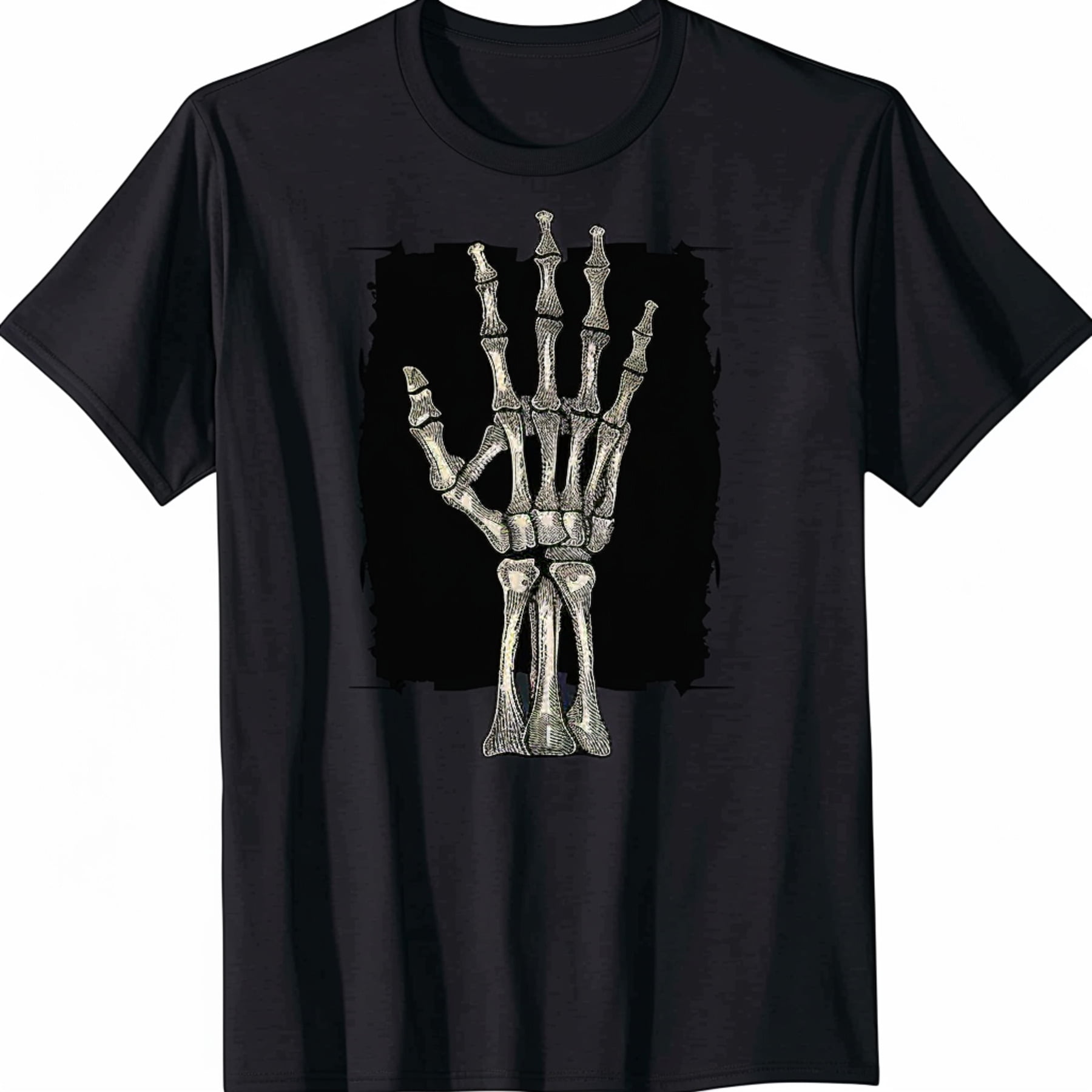 Rock inspired Guitar Hand Gesture Design on Black Tee Bone Style ...