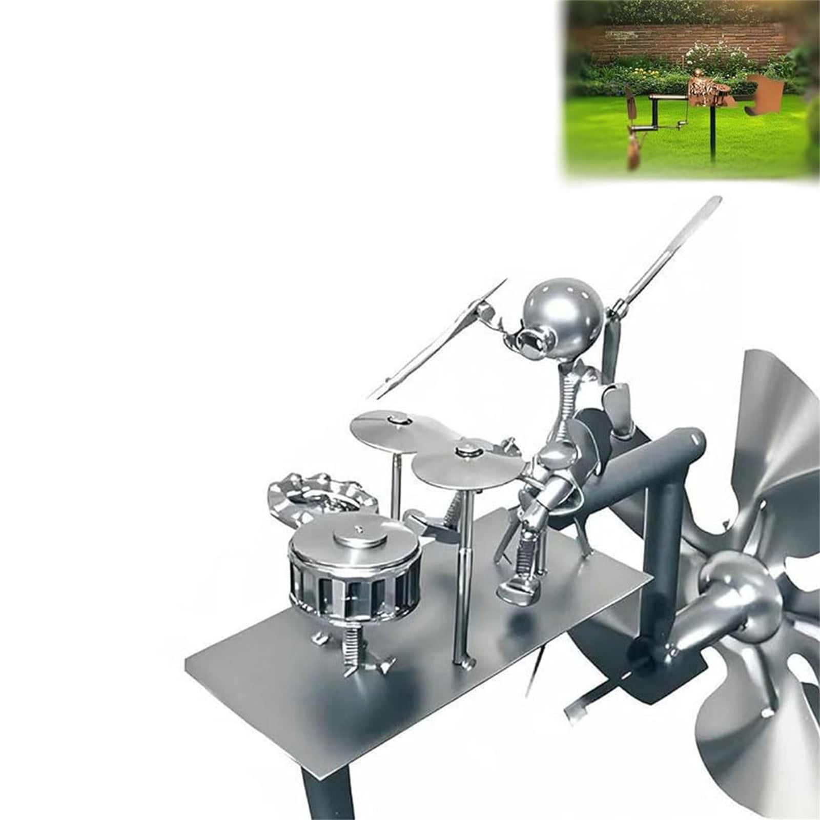 Rock ‘n’ Roll Drummer Windmill, Handmade Metal Kinetic Sculpture ...