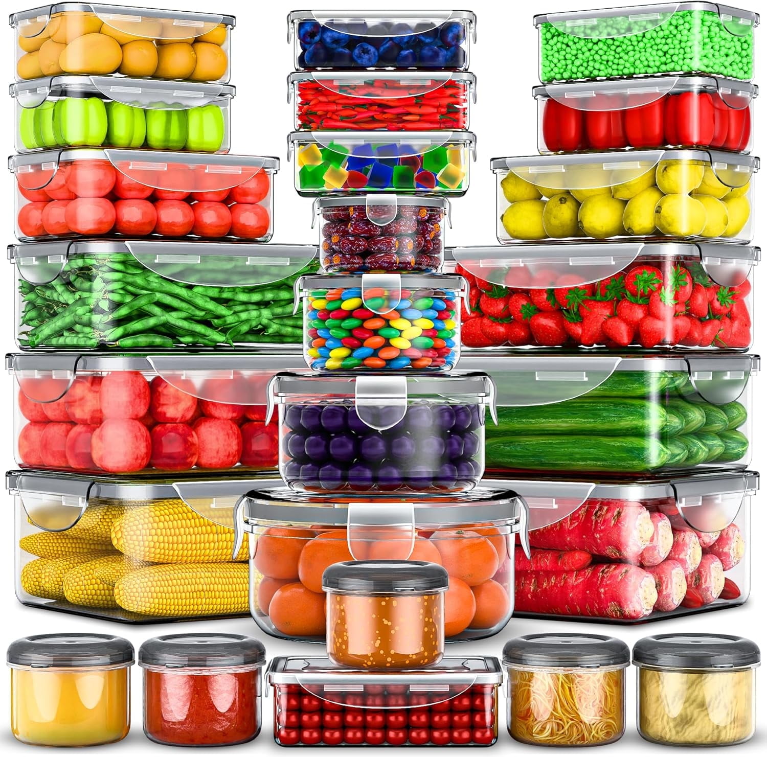 ROCKBERRY Large Airtight Food Storage Containers Set with Lids ...