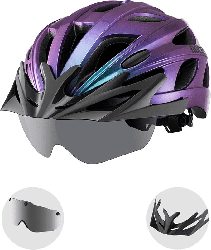 ROCKBROS Cycling Helmet Protective With Goggles Integrated Magnetic ...