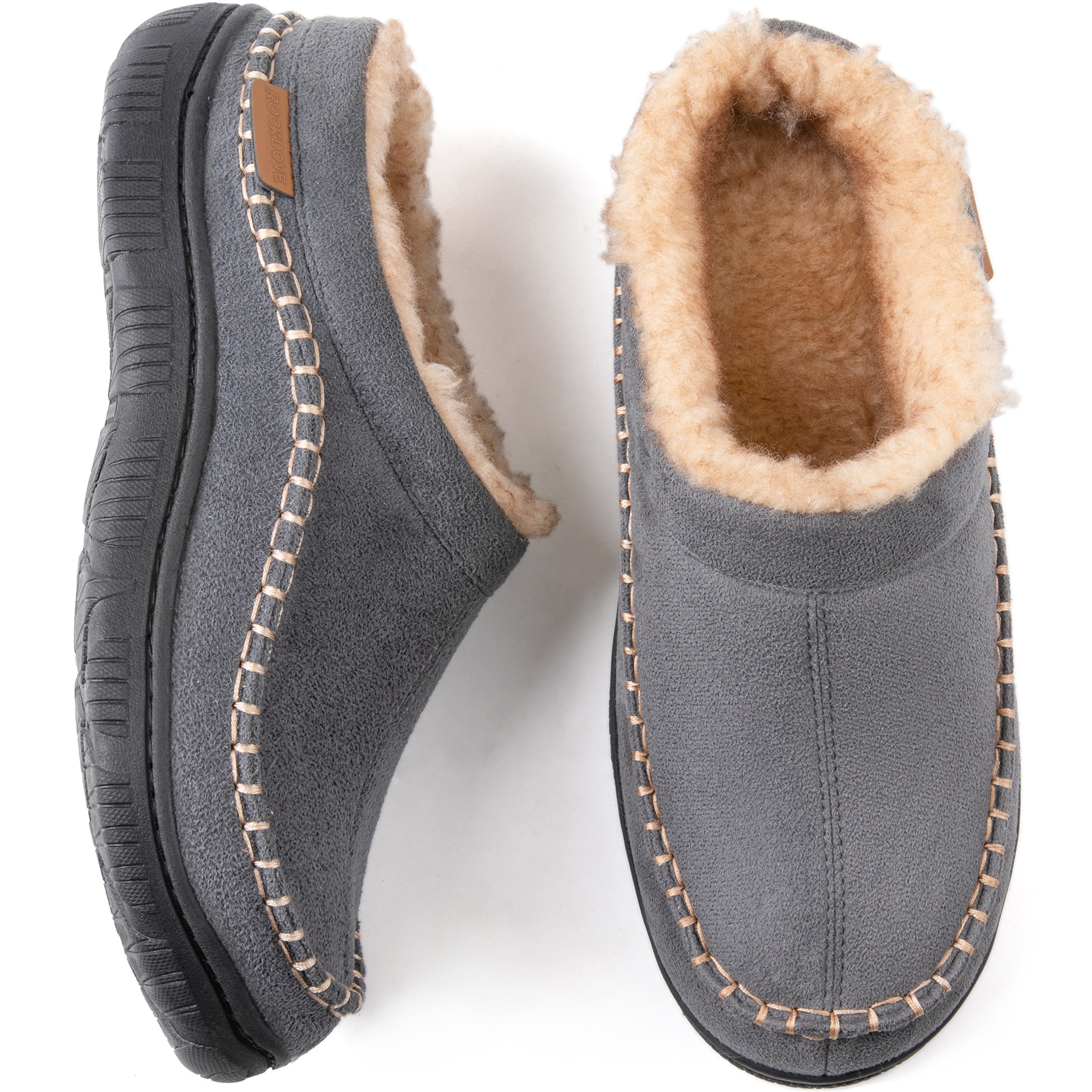 RockDove Men's Aiden Faux Wool Lined Microsuede Clog Slipper - Walmart.com