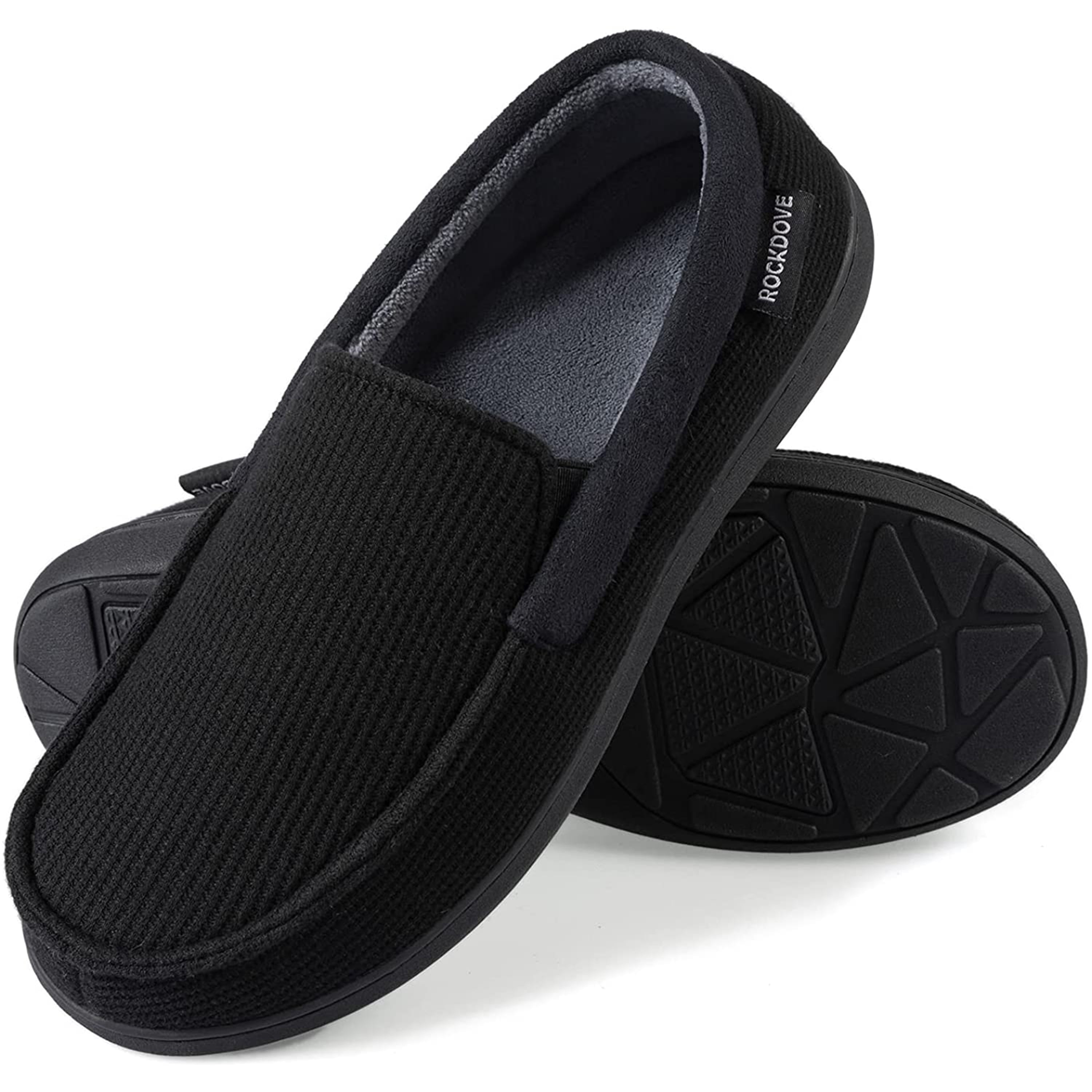 Ravelier Men's Arch Support House Slippers, Black, Size 8 - Walmart.com
