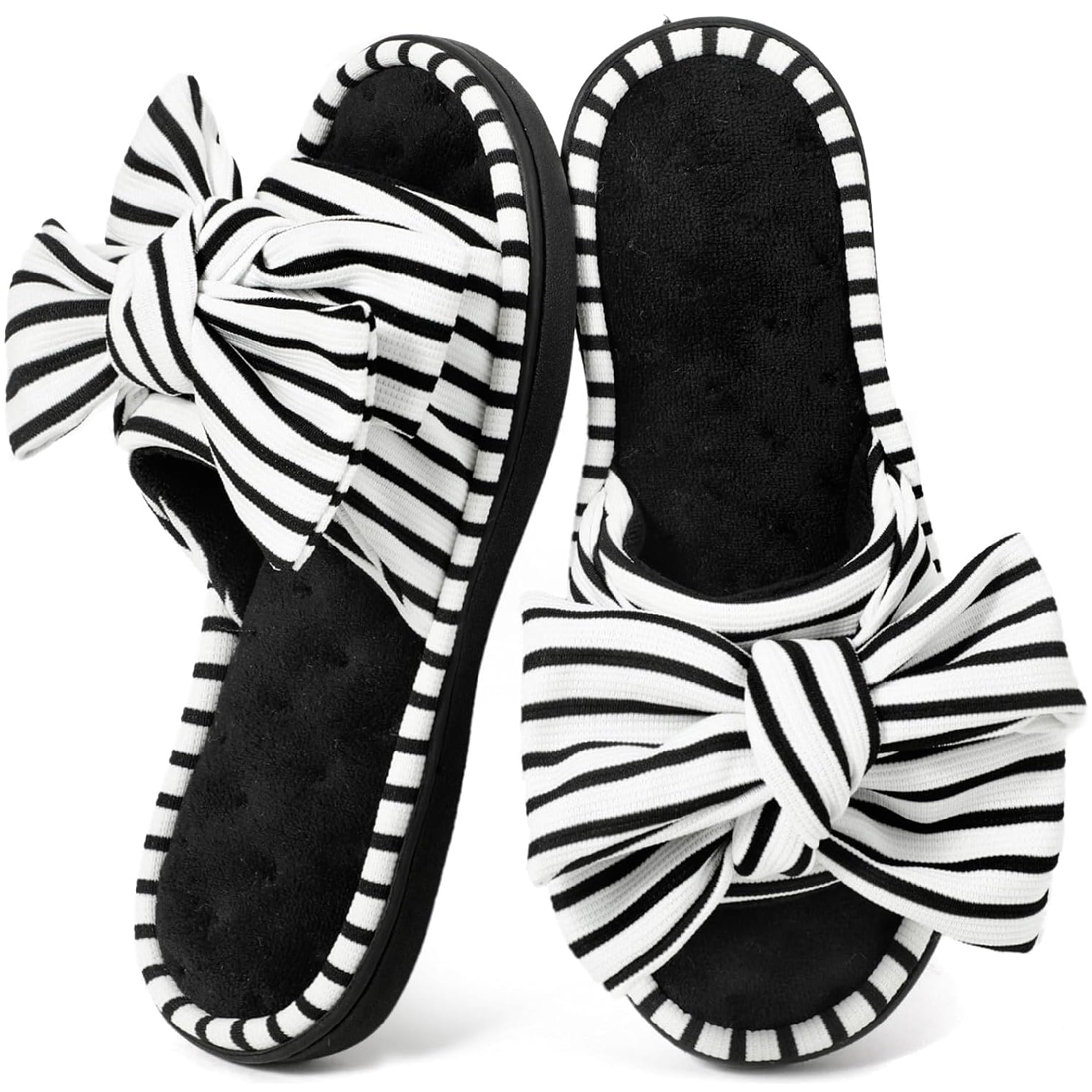 RockDove Women's Open Toe Slide Slipper with Coral Band & Oversized Bow ...