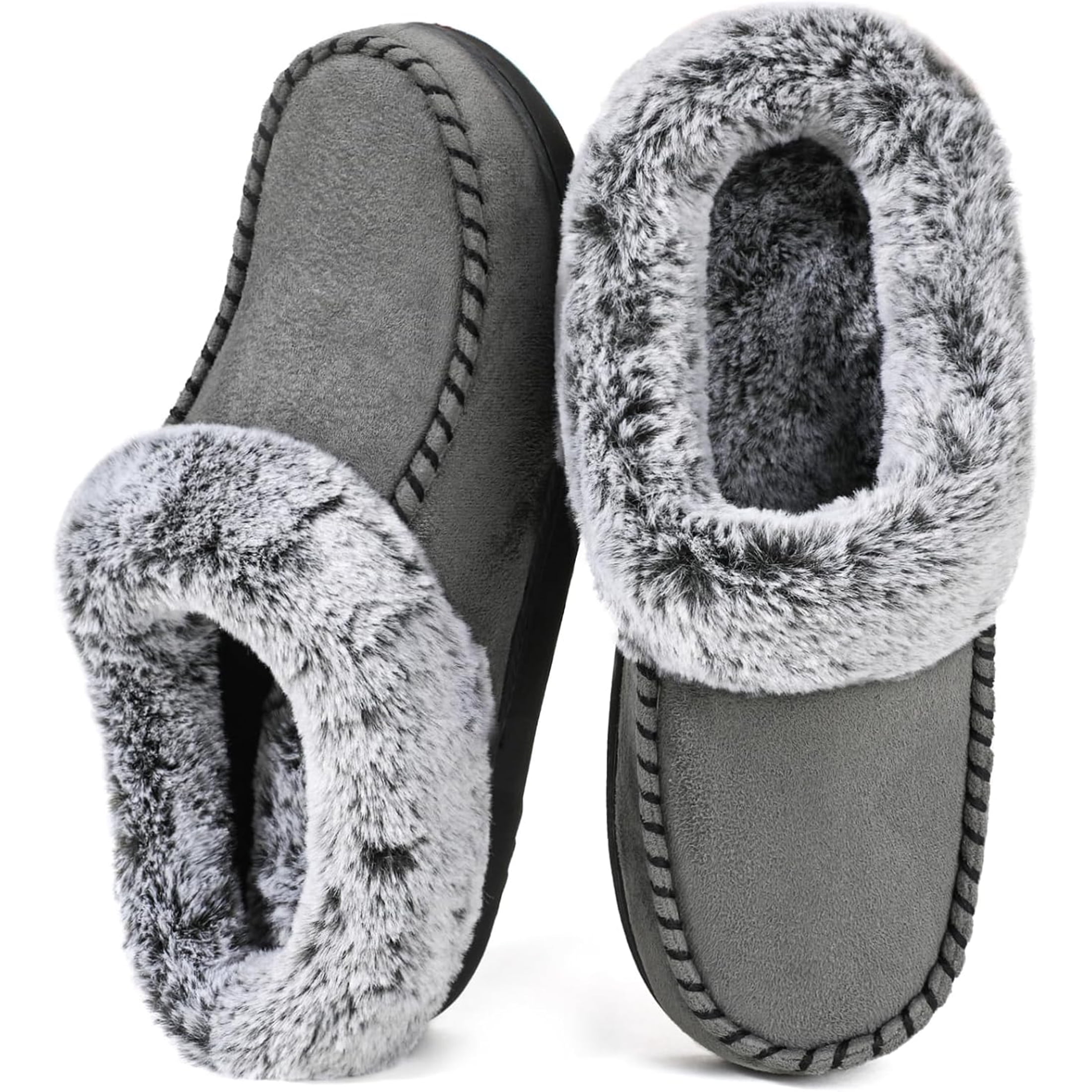 RockDove Women's Comfort Moc Toe Clog Slipper with Faux Fur Collar ...
