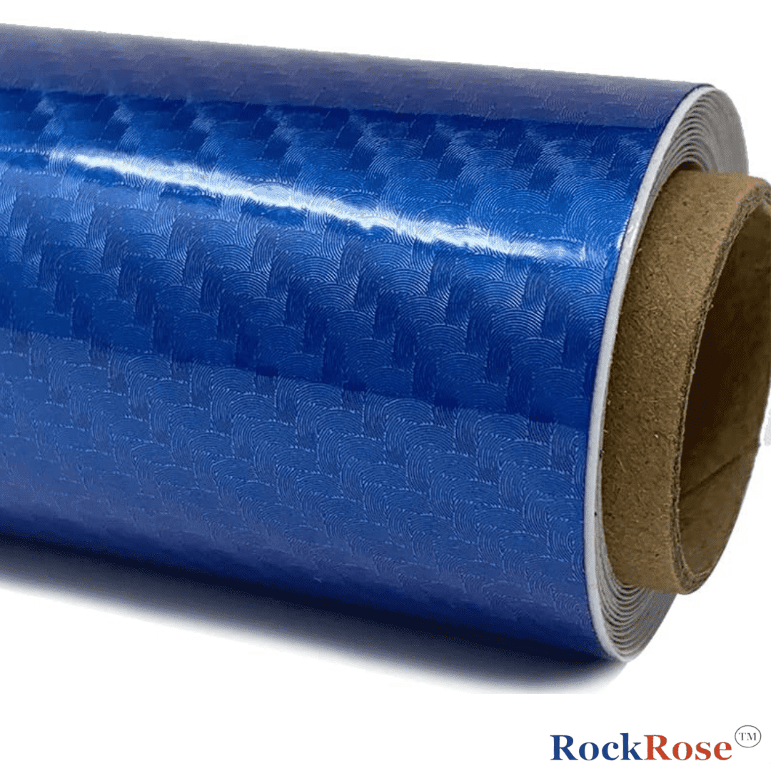 Rockrose 7d Glossy Blue Carbon Fiber Vinyl Wrap, Anti Wrinkle, Air ...