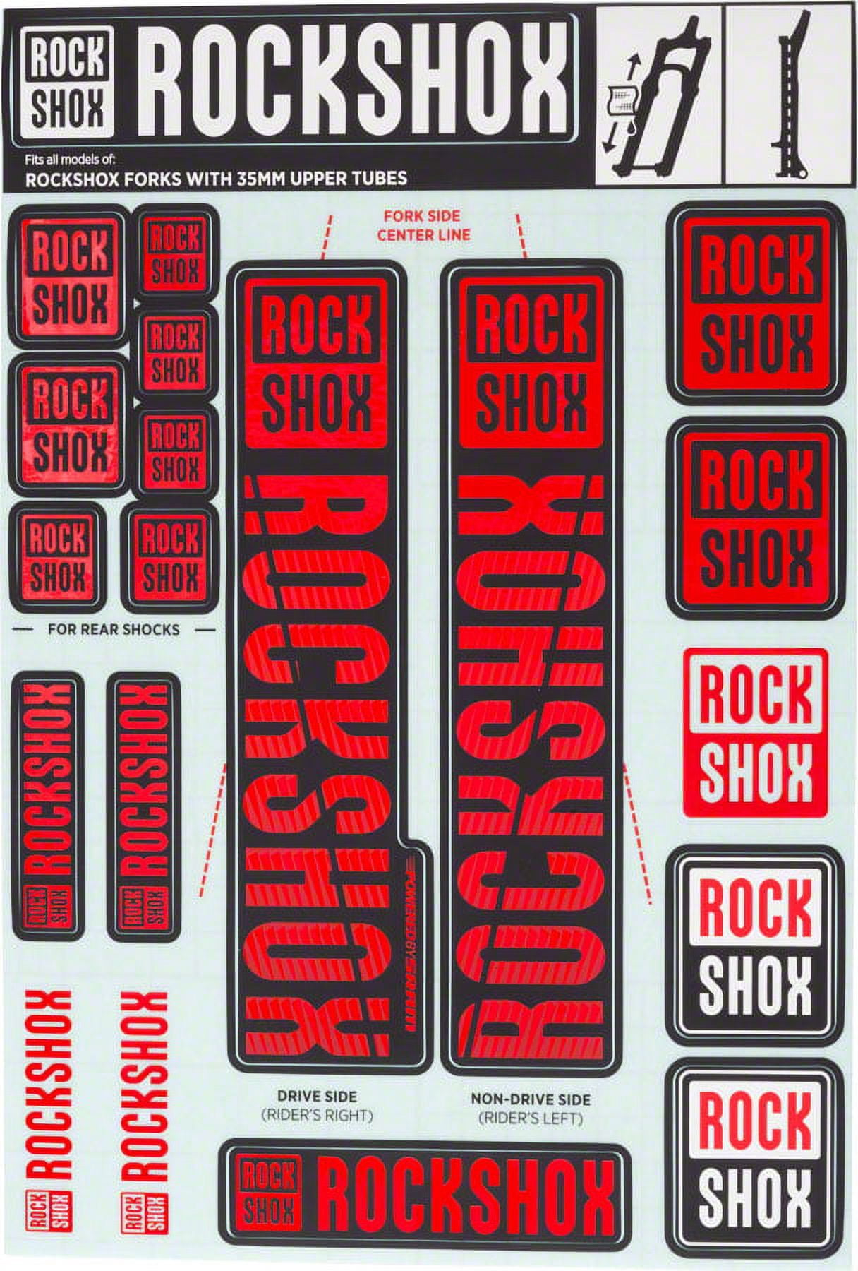RockShox Decal Kit, 35mm, Red Color Matching Kit - Walmart.com