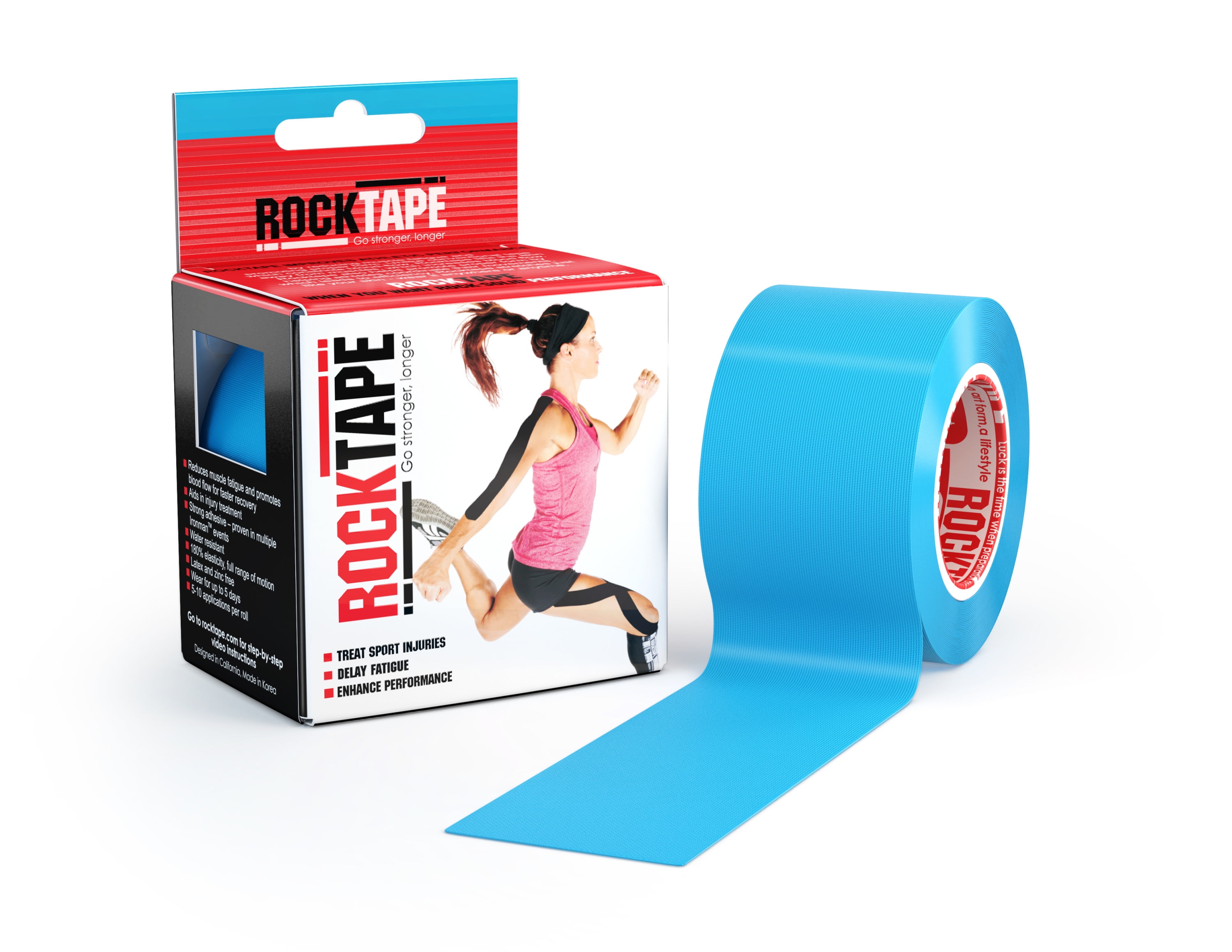 RockTape Standard Roll Kinesiology Sports Recovery Tape, Blue Cut-to ...