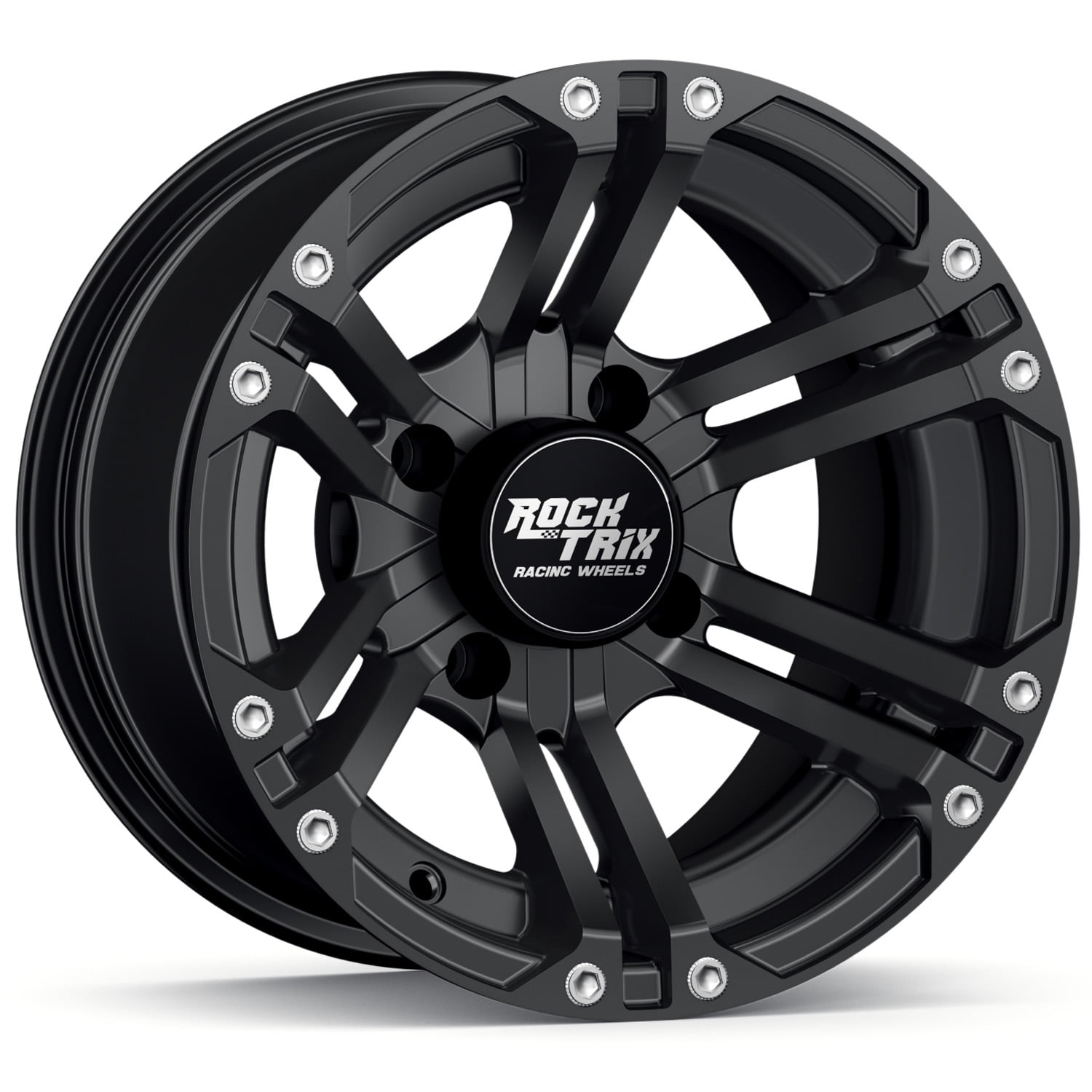 RockTrix RT101 12in ATV Wheel 4x110 Rim, 12x7, 2+5 Offset, For ATV UTV ...