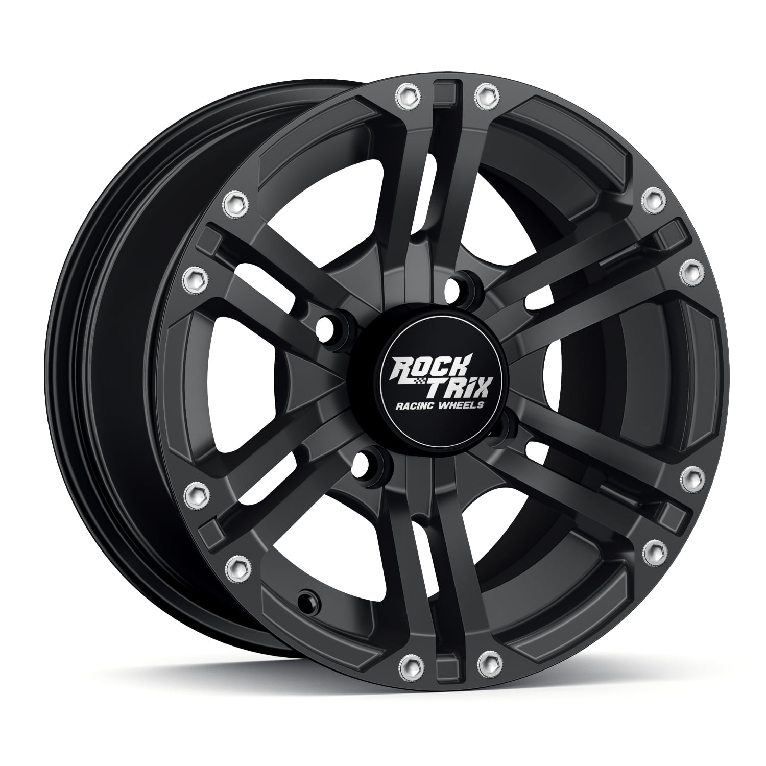 RockTrix RT101 12in ATV Wheel 4x110 Rim, 12x7, 5+2 Offset, For ATV UTV ...