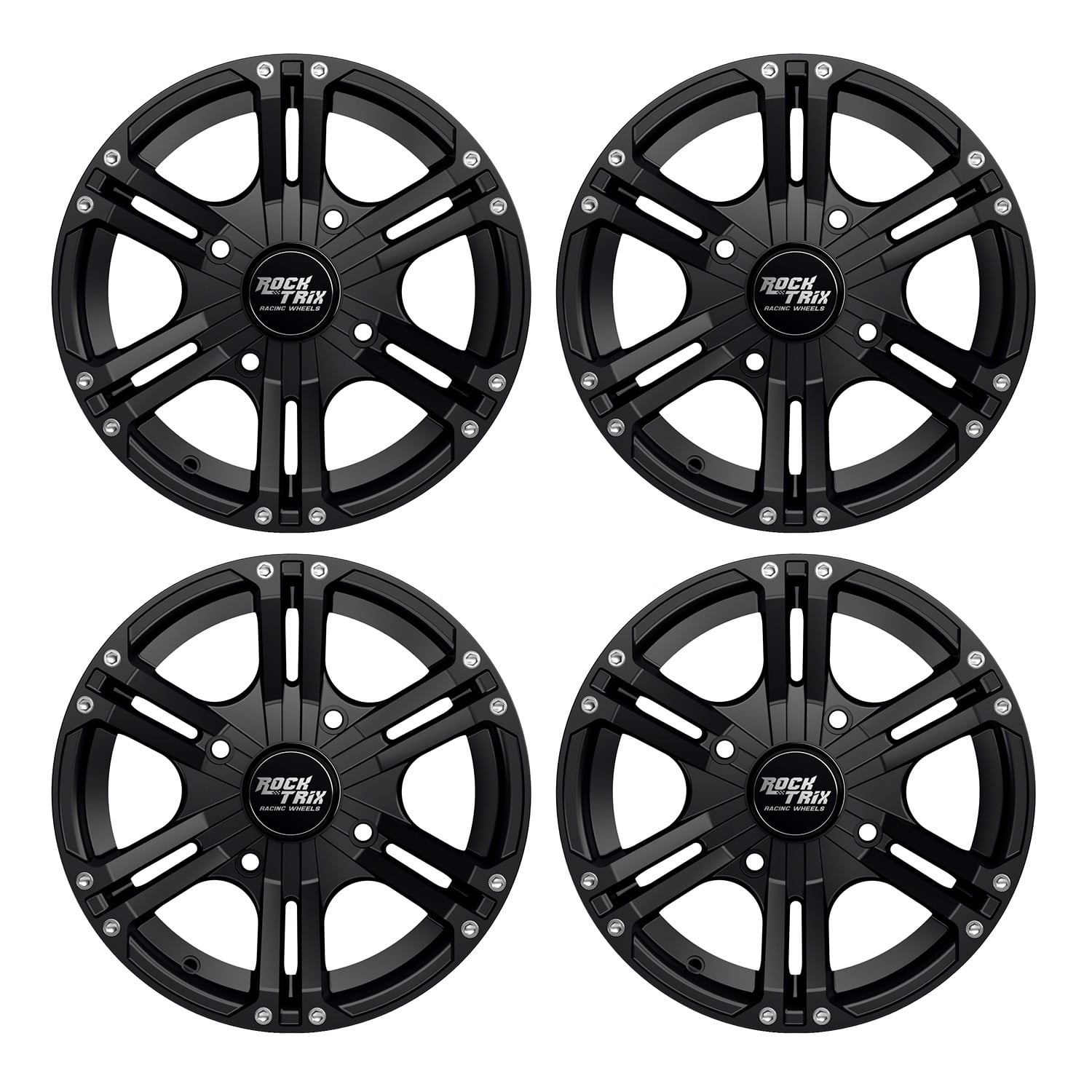 RockTrix RT101 14in ATV Wheels Rims 14x7 Matte Black 4x137, 5+2 Offset ...