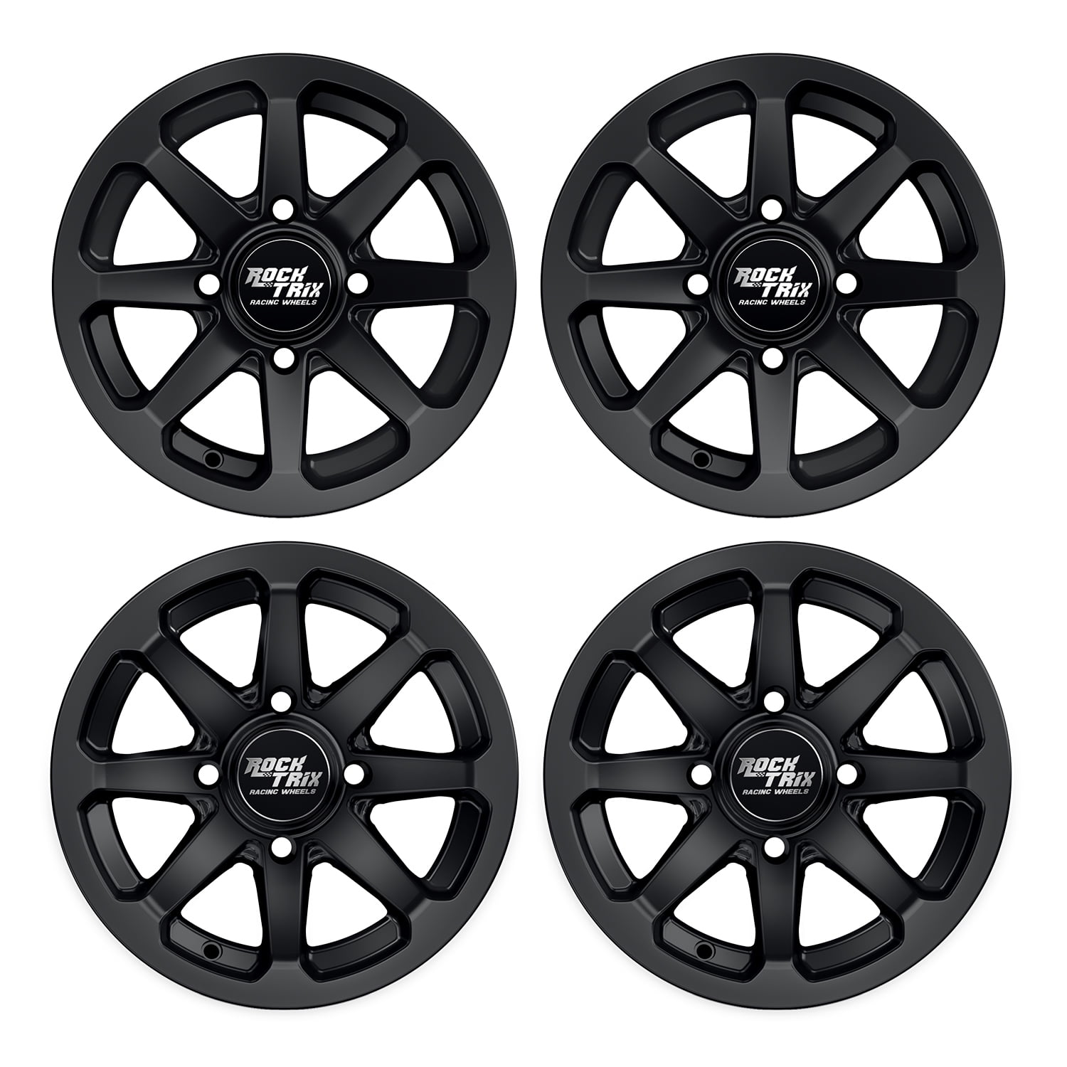 RockTrix RT102 4pc 14in ATV Wheels 4x110 Rims, 14x7, 5+2 Offset, For ...