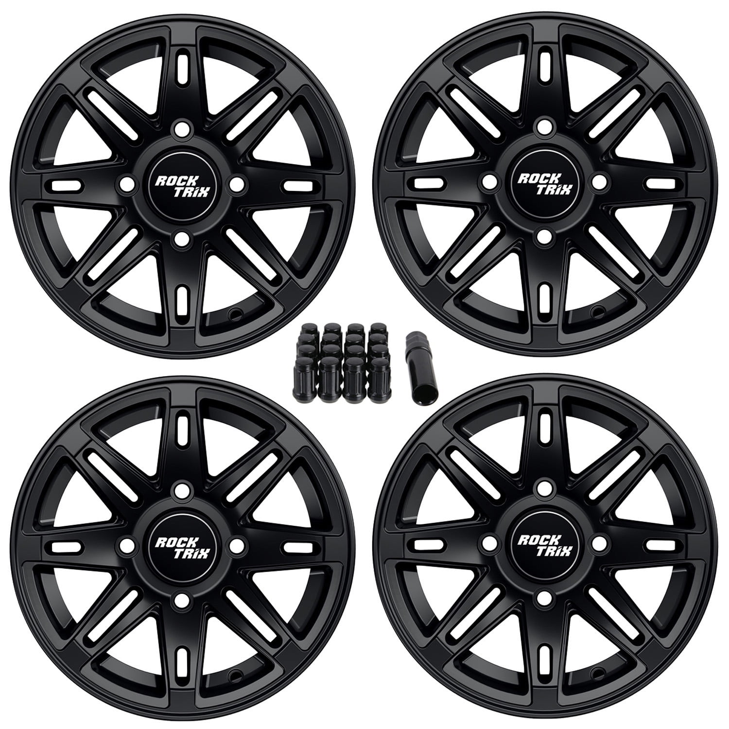 RockTrix RT103 12in ATV Wheels 4x156 Rims, 12x7, 4+3 Offset, Includes ...