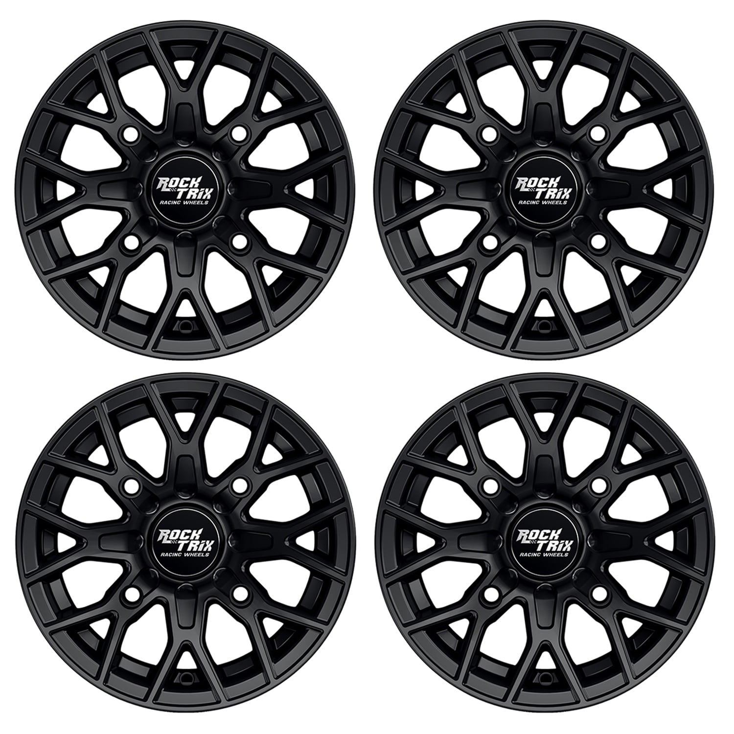 RockTrix RT104 14in ATV Wheels Rims 14x7 Matte Black 4x137, 5+2 Offset ...
