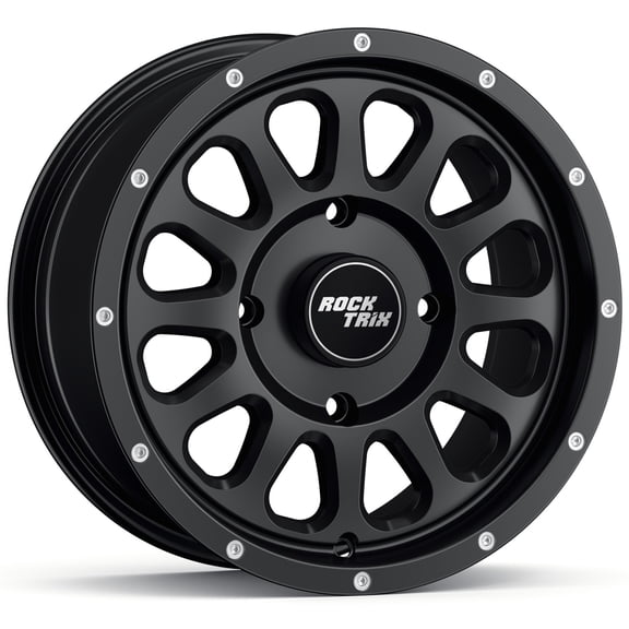 RockTrix RT102 12in ATV Wheel Rim 12x7 Matte Black, 4x156 Bolt Pattern ...