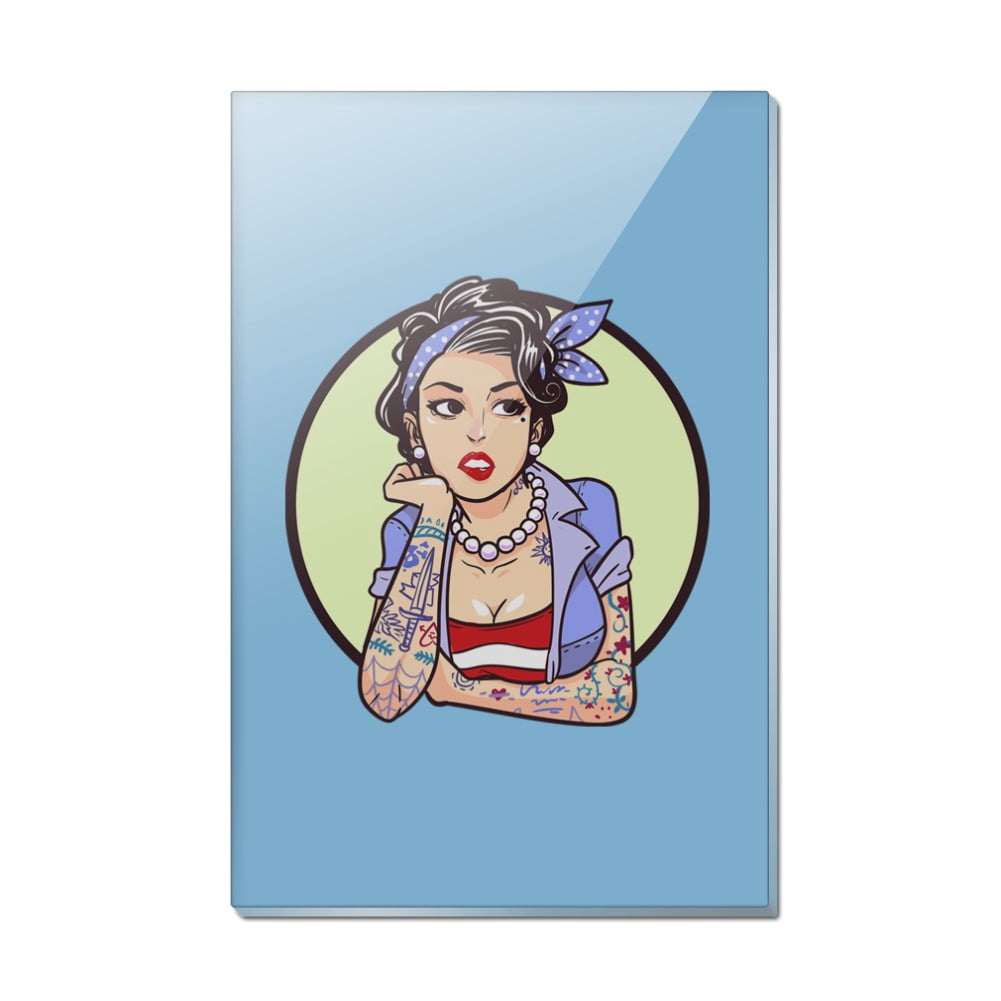 Rockabilly Retro Pin Up Girl With Tattoos Rectangle Acrylic Fridge ...