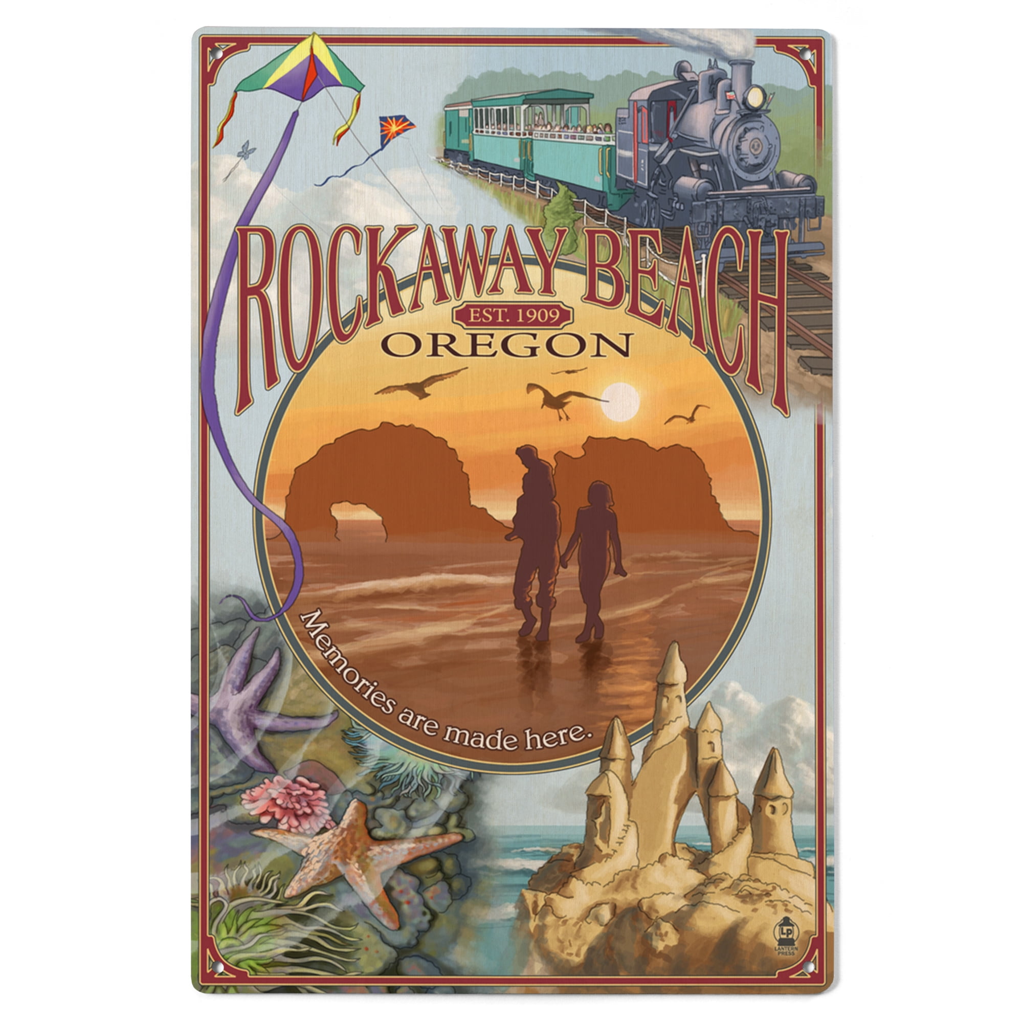 Rockaway Beach, Oregon Views Birch Wood Wall Sign (6x9 Rustic Home ...