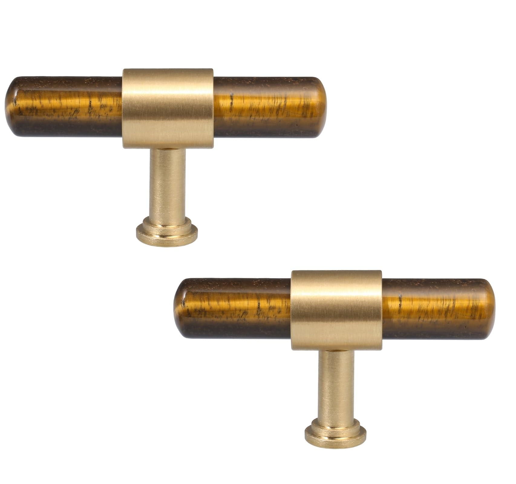 Rockcloud Set of 2 Tiger's Eye Stone T Bar Knobs with Screws ...