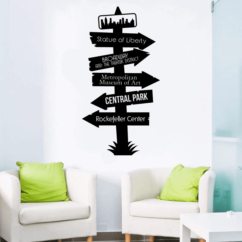 Rockefeller Central Park Pathway Signage Cartoon Wall Sticker Art Decal ...