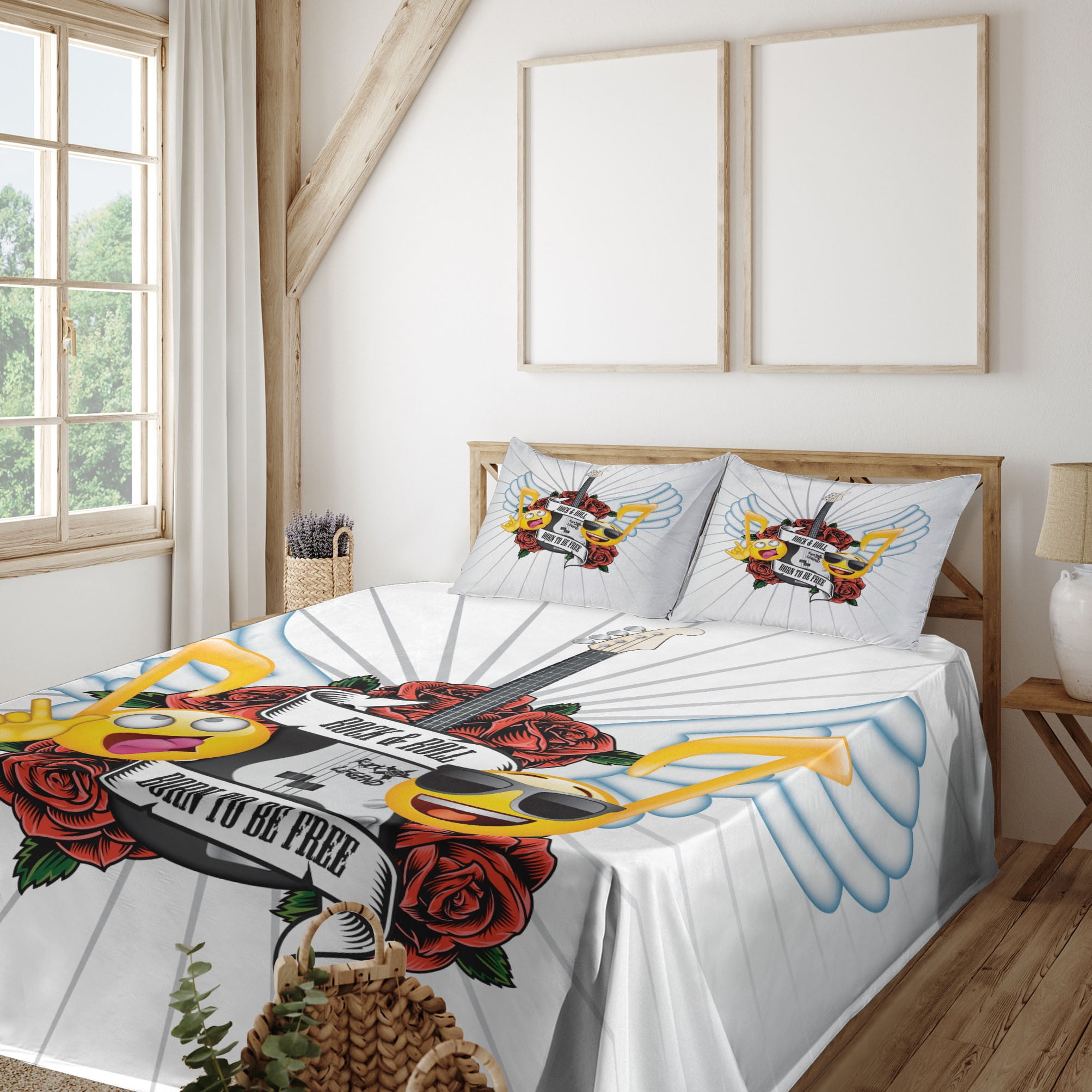 Rocker Emoji Sheet Set, Born to Be Free Saying Crazy Characters Guitar ...