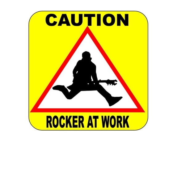 Rocker Guitarist Caution Sign Novelty Funny Cation Bar Sign Door Plaque ...