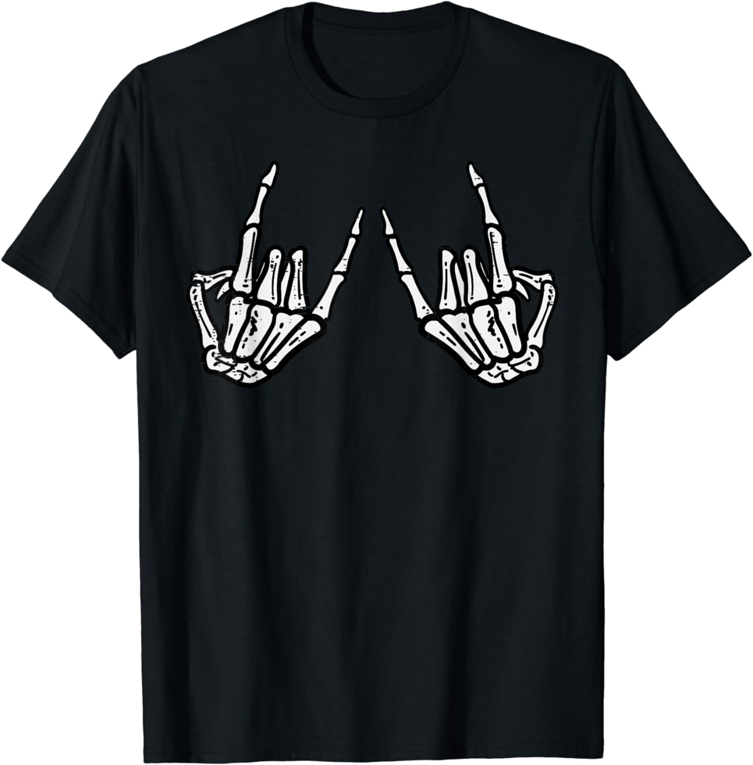 Rocker Hand Sign Rock Skeleton Retro Halloween Men Women T-Shirt ...