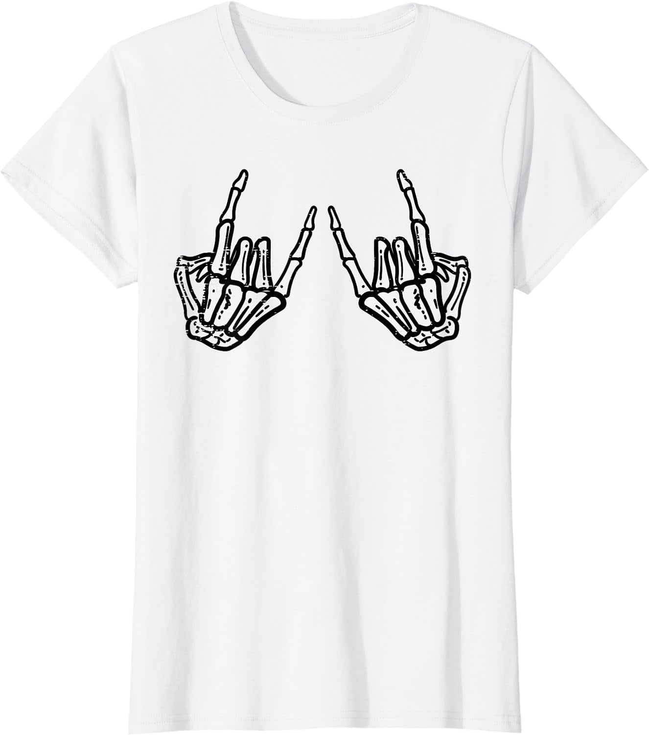 Rocker Hand Sign Rock Skeleton Retro Halloween Men Women T-Shirt ...