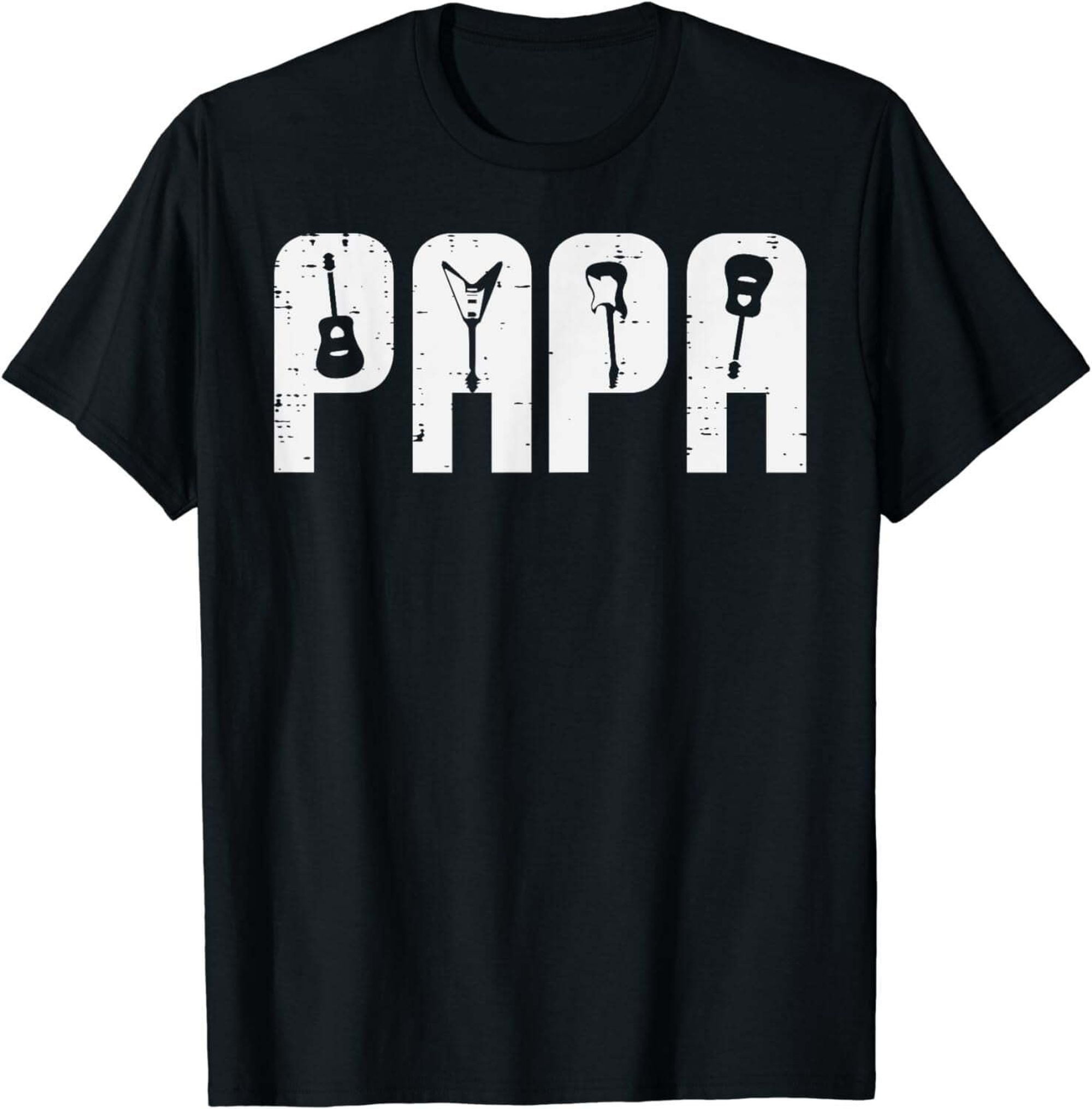 Rocker Papa Guitars Electric Acoustic Bass Dad Daddy Men Tee Shirt ...
