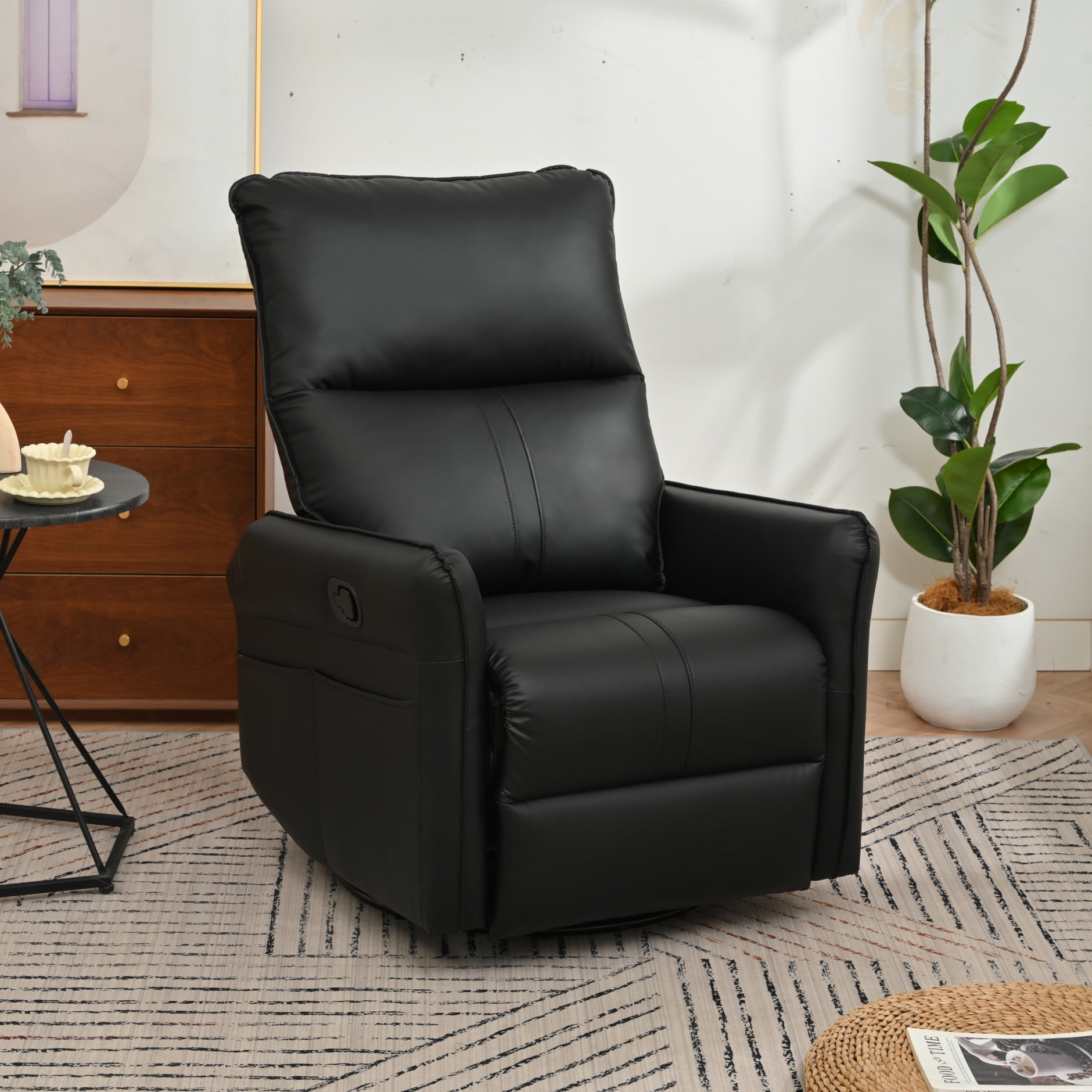 Rocker Recliner Chair with Lumbar Support, 360° Swivel Nursery Rocking ...