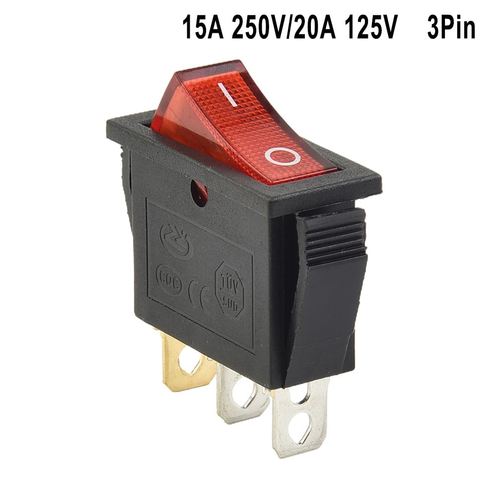 Rocker Switch 15A 250V 20A 125V RED ON-OFF-ON 3 Pin,for Household ...