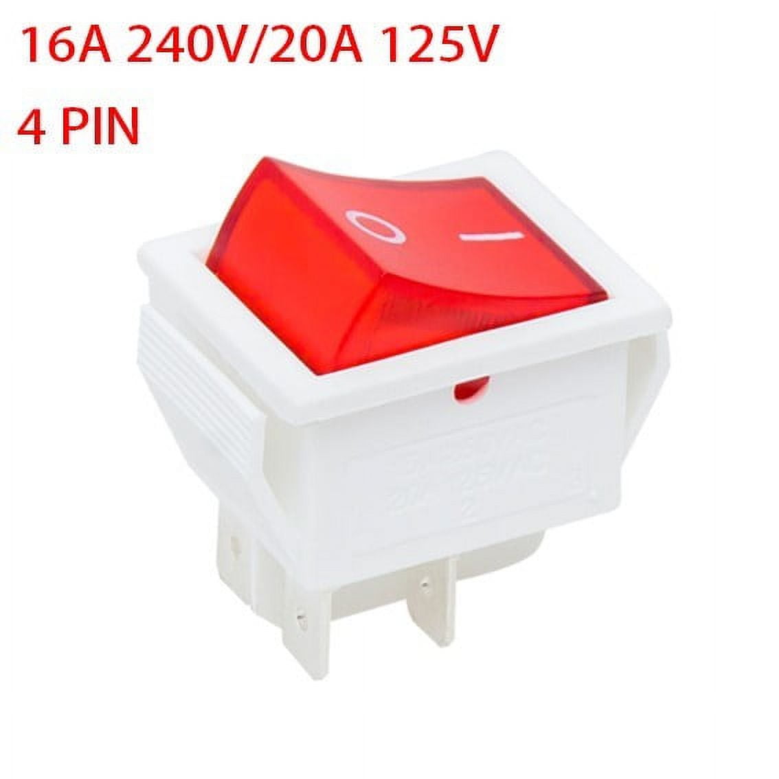 Rocker Switch 16A 240V 20A 125V RED ON-OFF Double Pole 4 Pin ...