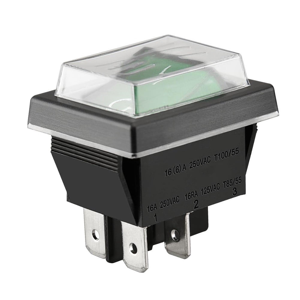 Rocker Switch 4 Port Green Light Toggle Switch 16A 250Vac With ...