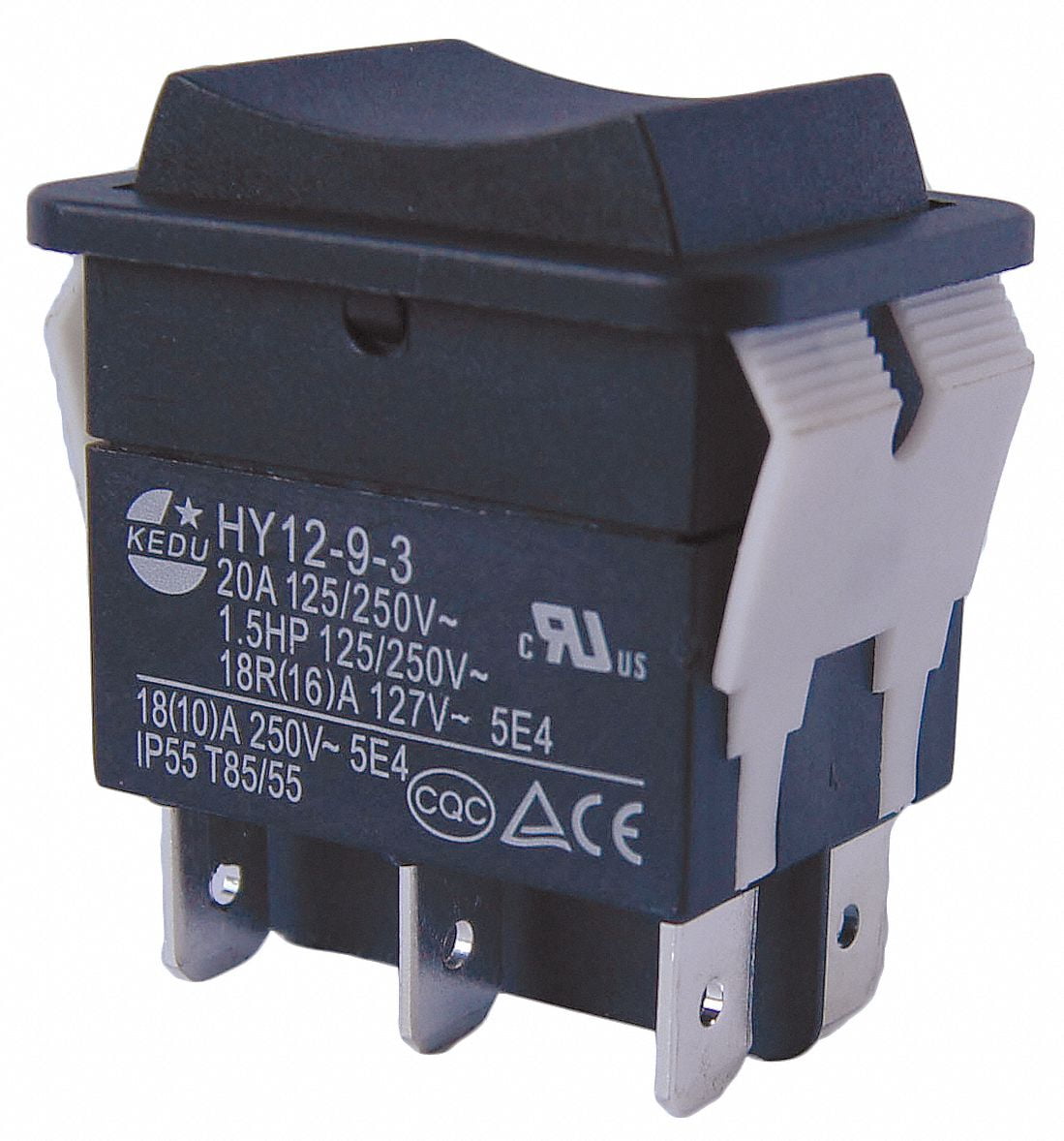 Rocker Switch, Contact Form: DPDT, Number of Connections: 6, Terminals ...