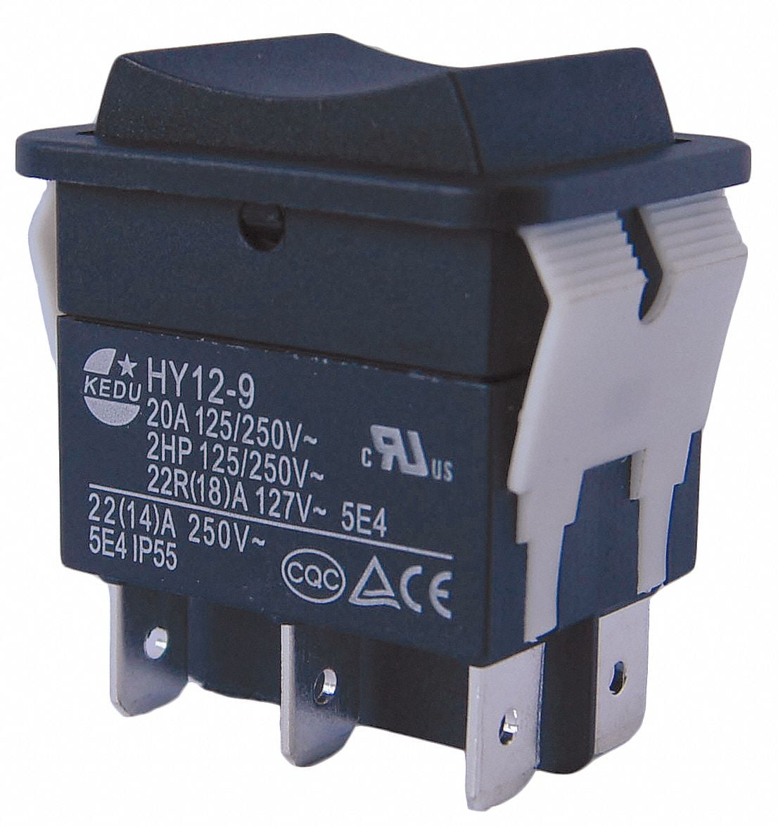 Rocker Switch, Contact Form: DPDT, Number of Connections: 6, Terminals ...