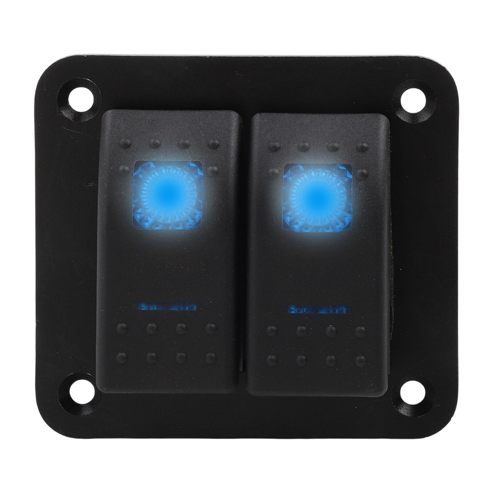 Rocker Switch Panel,12V-24VDC, Blue Switches, Aluminum Panel, ON/Off ...