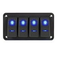 Rocker Switch Panel,12V-24Vdc, Blue Switches, Aluminum Panel, On/Off ...