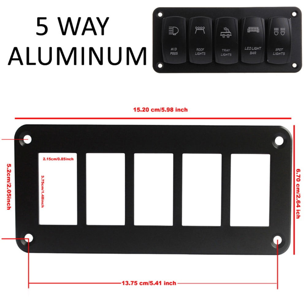 Rocker Switch Panel Housing Black Aluminium Switches Shell Bracket 2Way ...