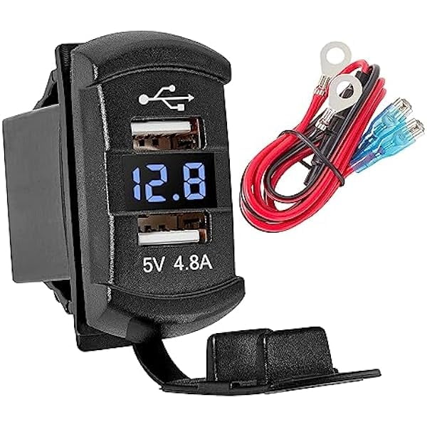 Rocker Switch Style Dual USB Car Charger Port, 12V-24V Waterproof USB ...