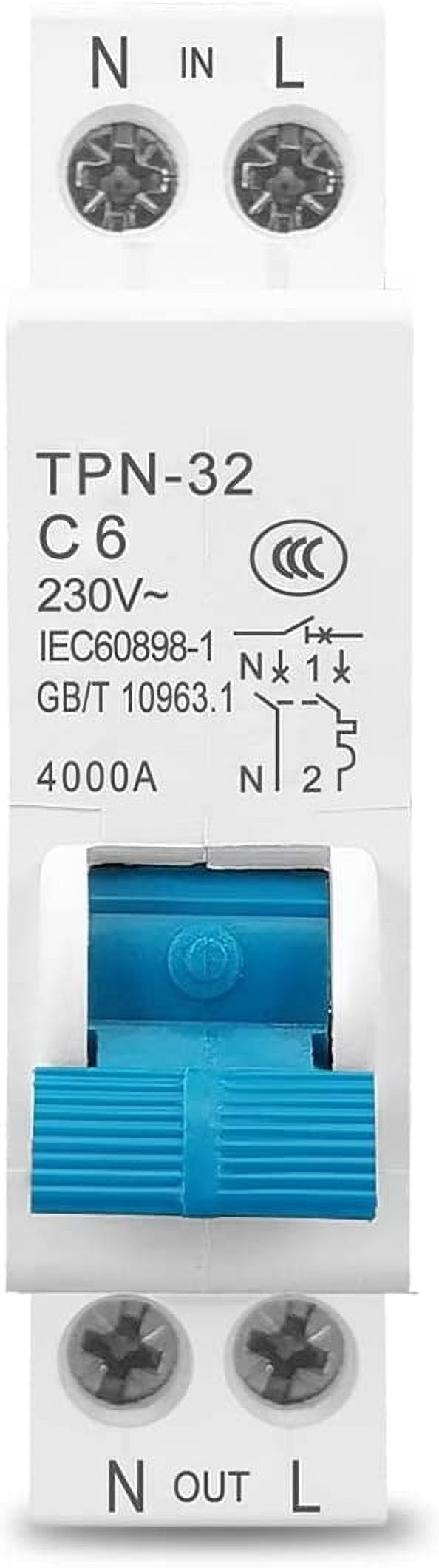 Rocker Switch TPN 1P+N Mini Circuit Breaker MCB 6A 10A 16A 20A 25A 32A Din Rail Mounting ...